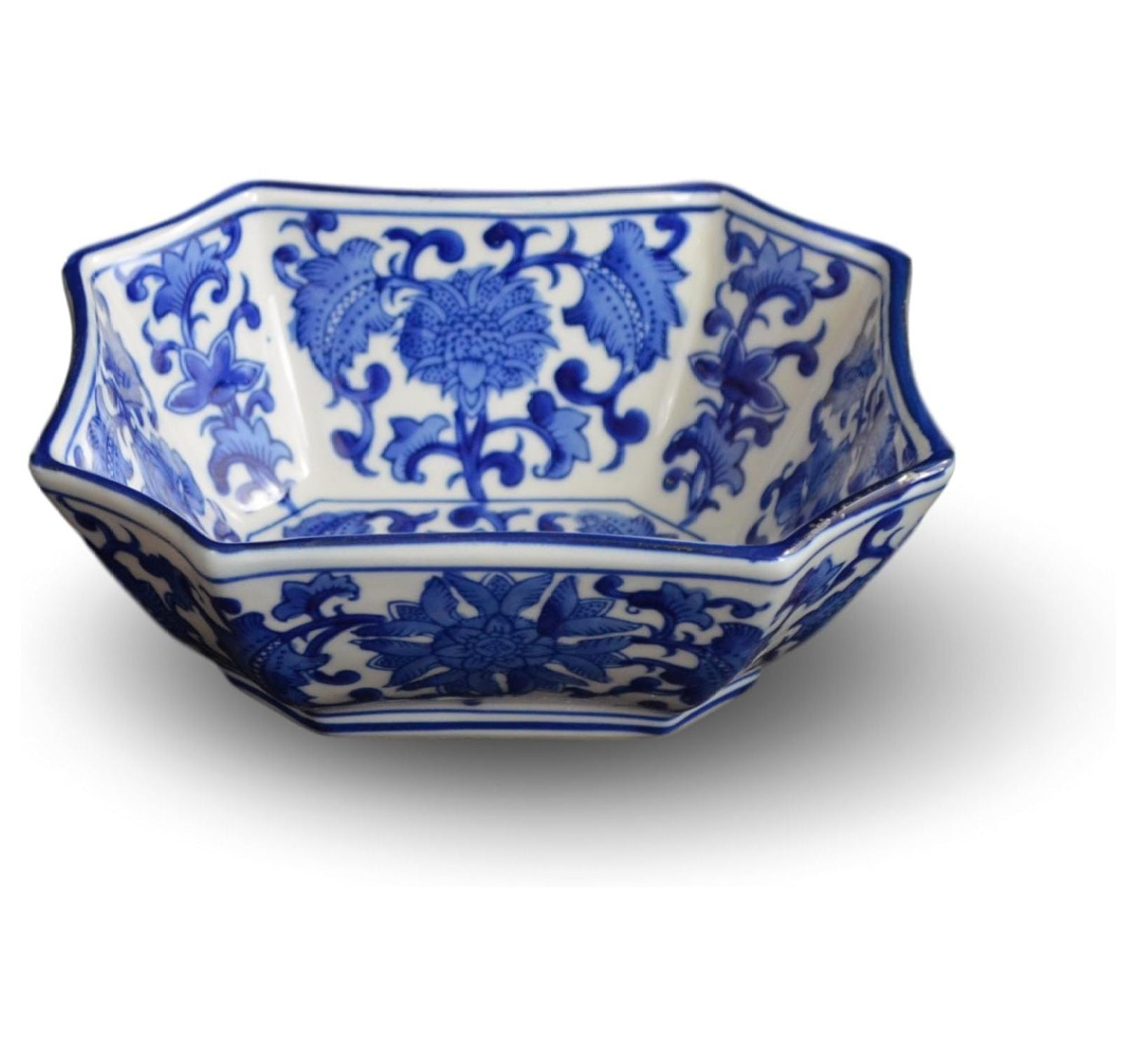 Blue and White Long Octagon Serving Bowls, Salad Bowls, Fruit Bowls (7 ...