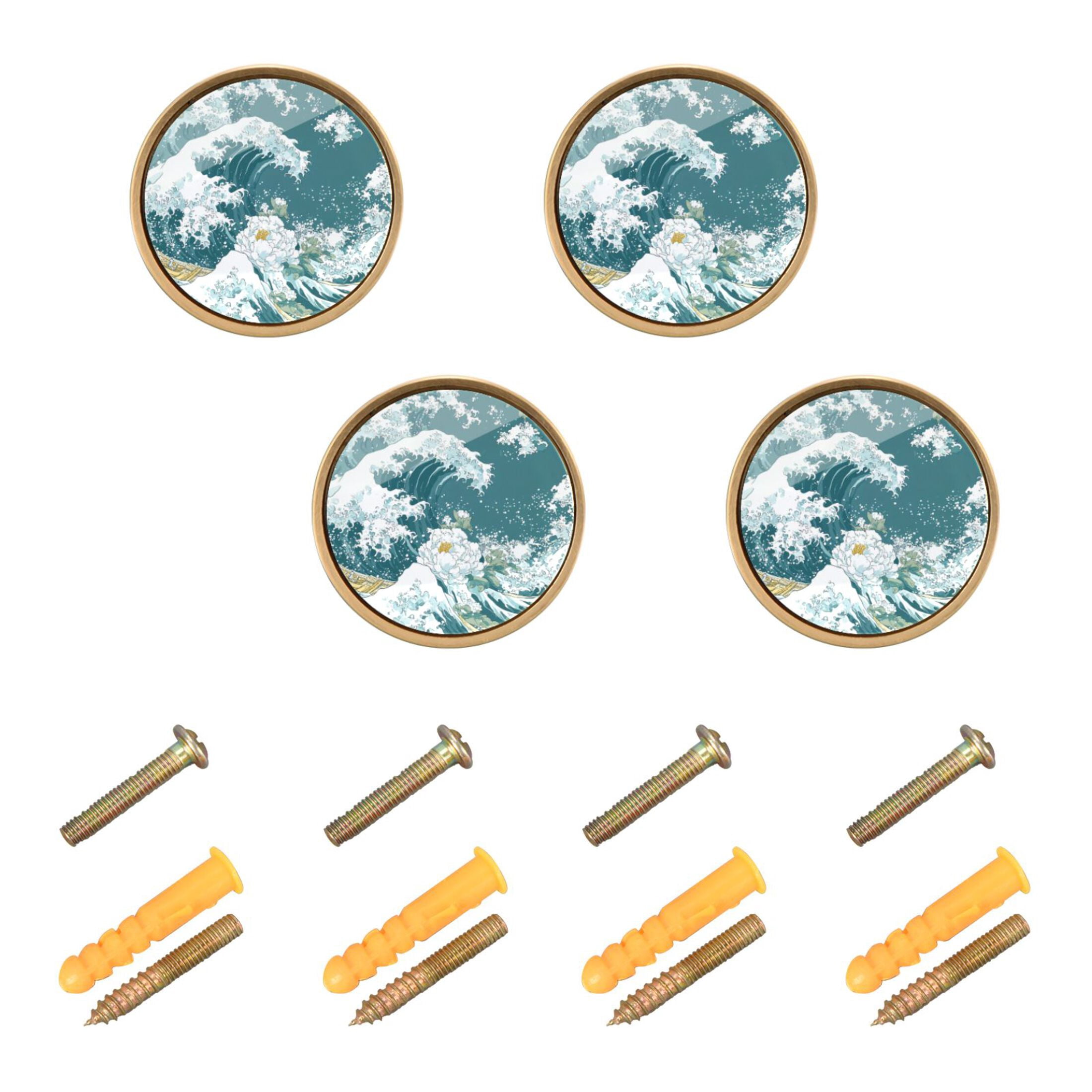 Blue and White Ocean Wave Cabinet Furniture Knobs Drawer Metal Pulls 1 ...