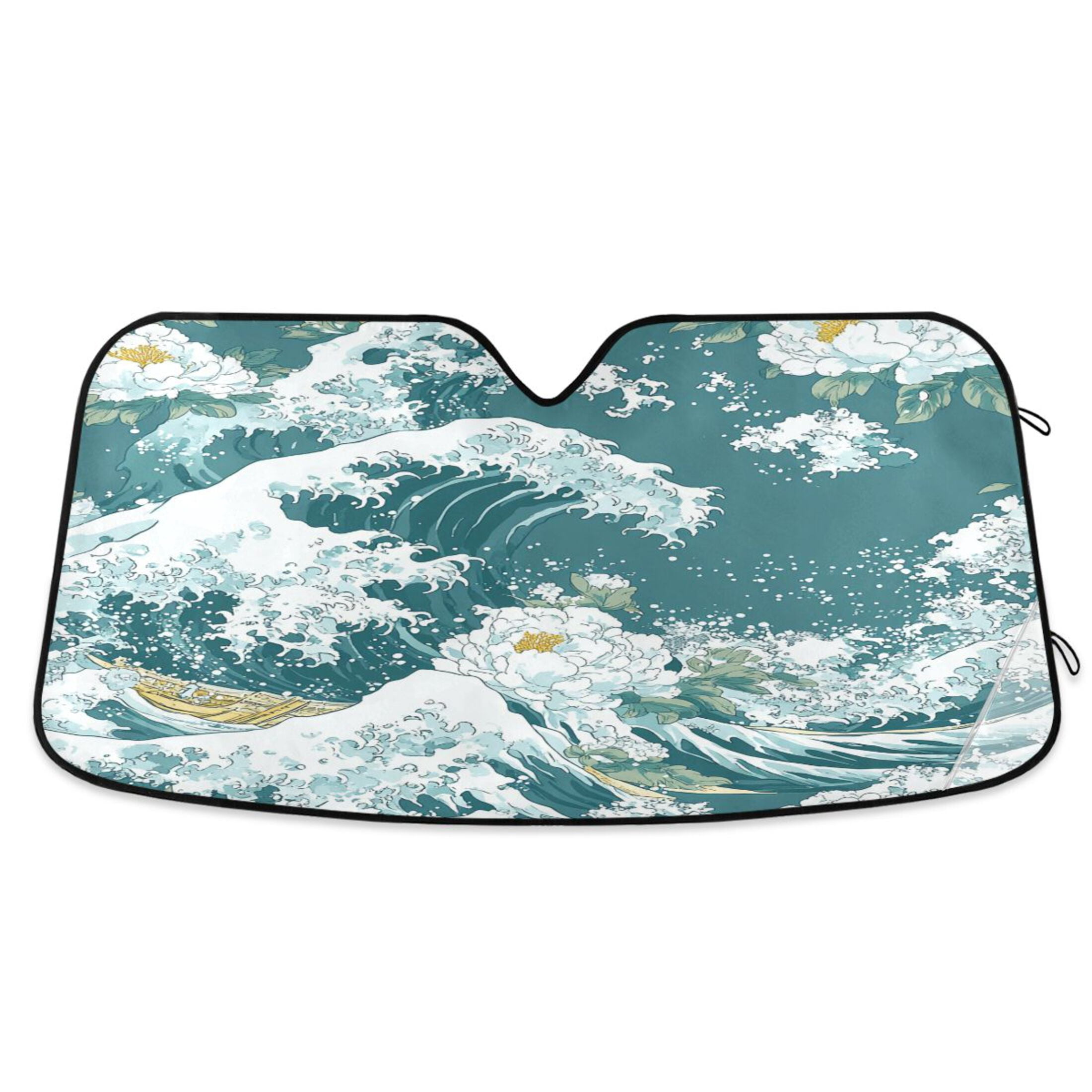 Blue and White Ocean Wave Car Sunshade 53x23.5in Windshield Sunscreen 4 ...
