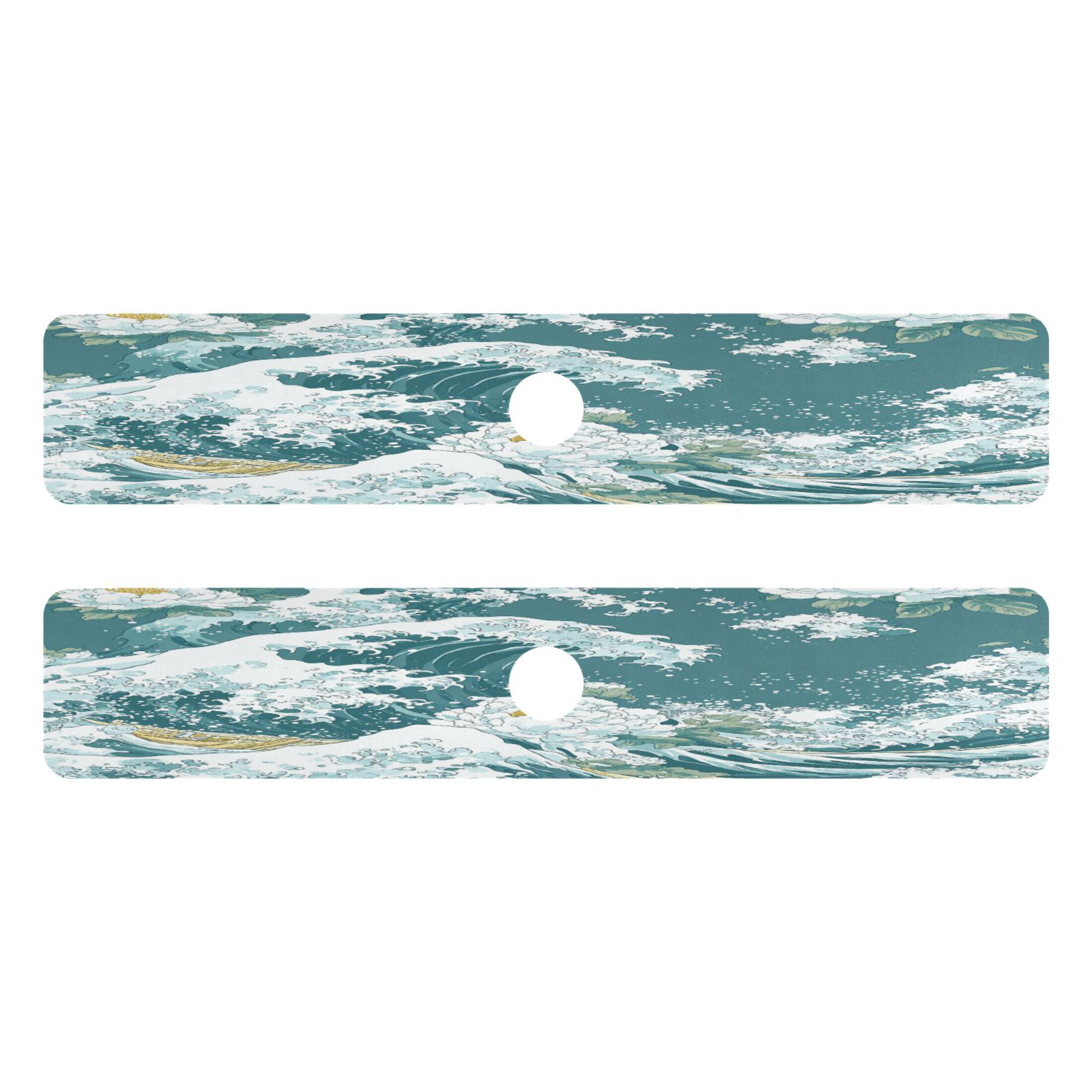 Blue and White Ocean Wave Extra Long Silicone Algae Sink Mat 30x5.4in 2 ...