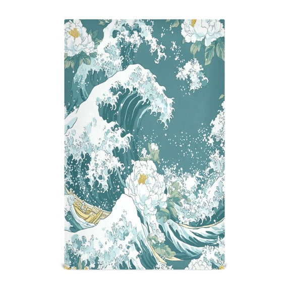 Blue and White Ocean Wave Kitchen Towels 6-Piece Pack Tea Towels for ...