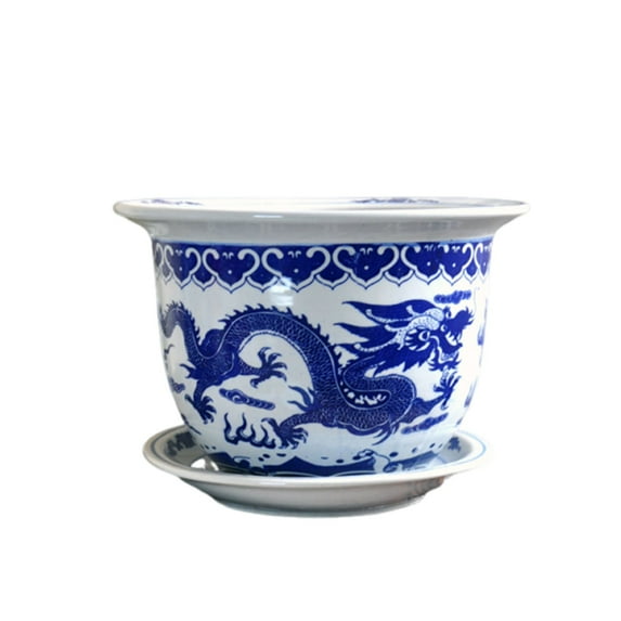 Blue and White Porcelain,Bonsai Flower Pot Chinoiserie Ceramic Planter ...