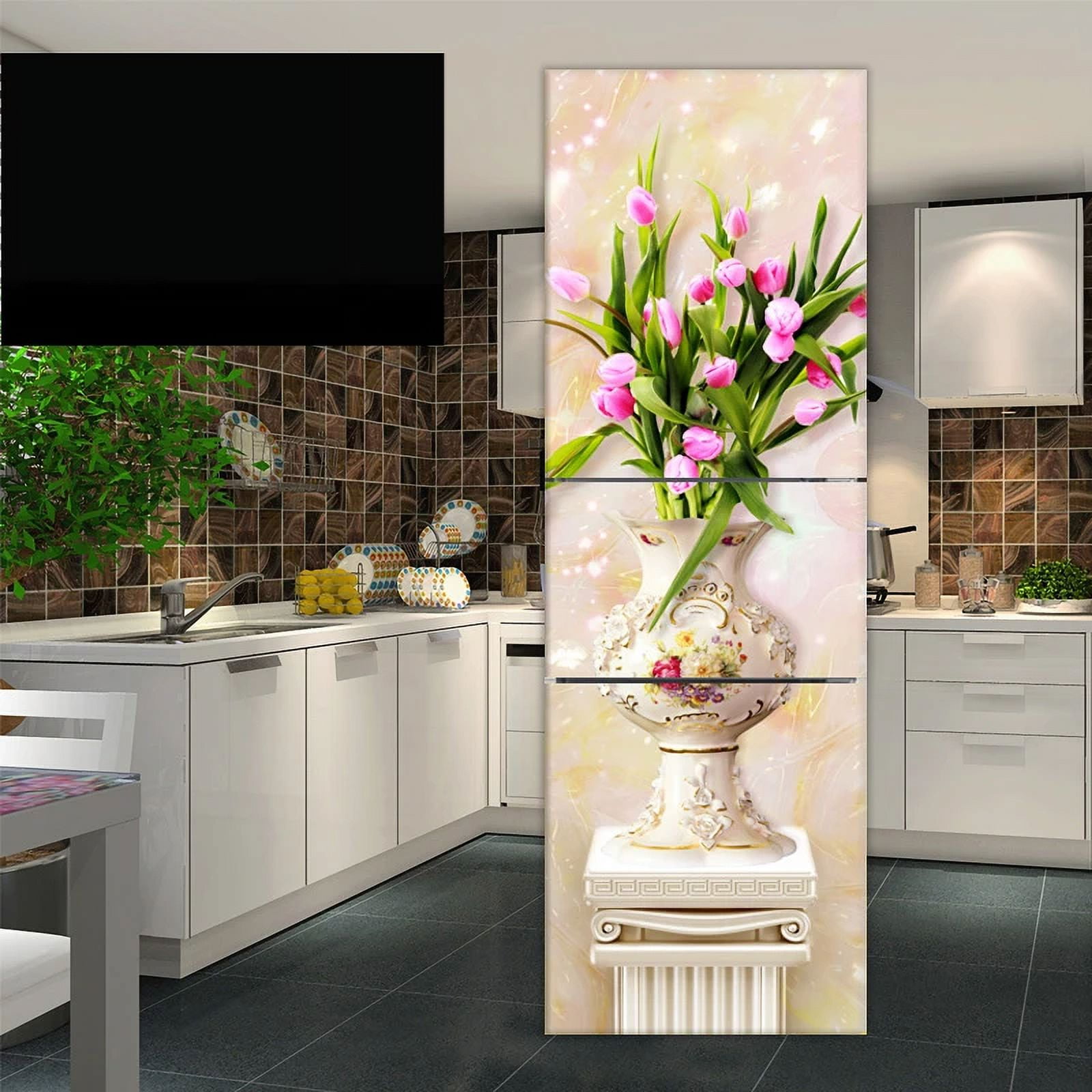 Blue and White Porcelain Flower Fridge Sticker Chinaware Refrigerator ...