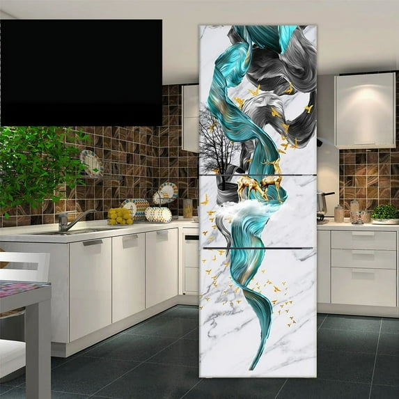 Blue and White Porcelain Flower Fridge Sticker Chinaware Refrigerator ...