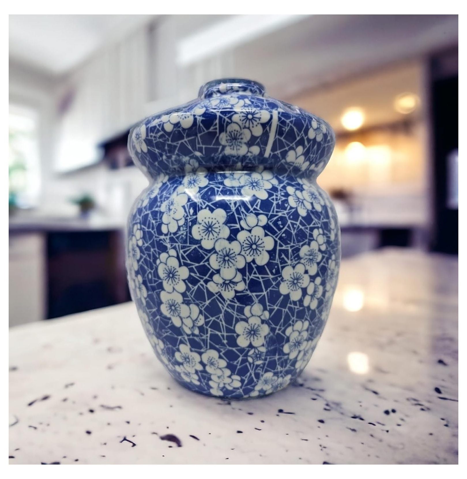 Blue and White Porcelain Pickling Jar with 2 Lids Fermenting Pickling ...