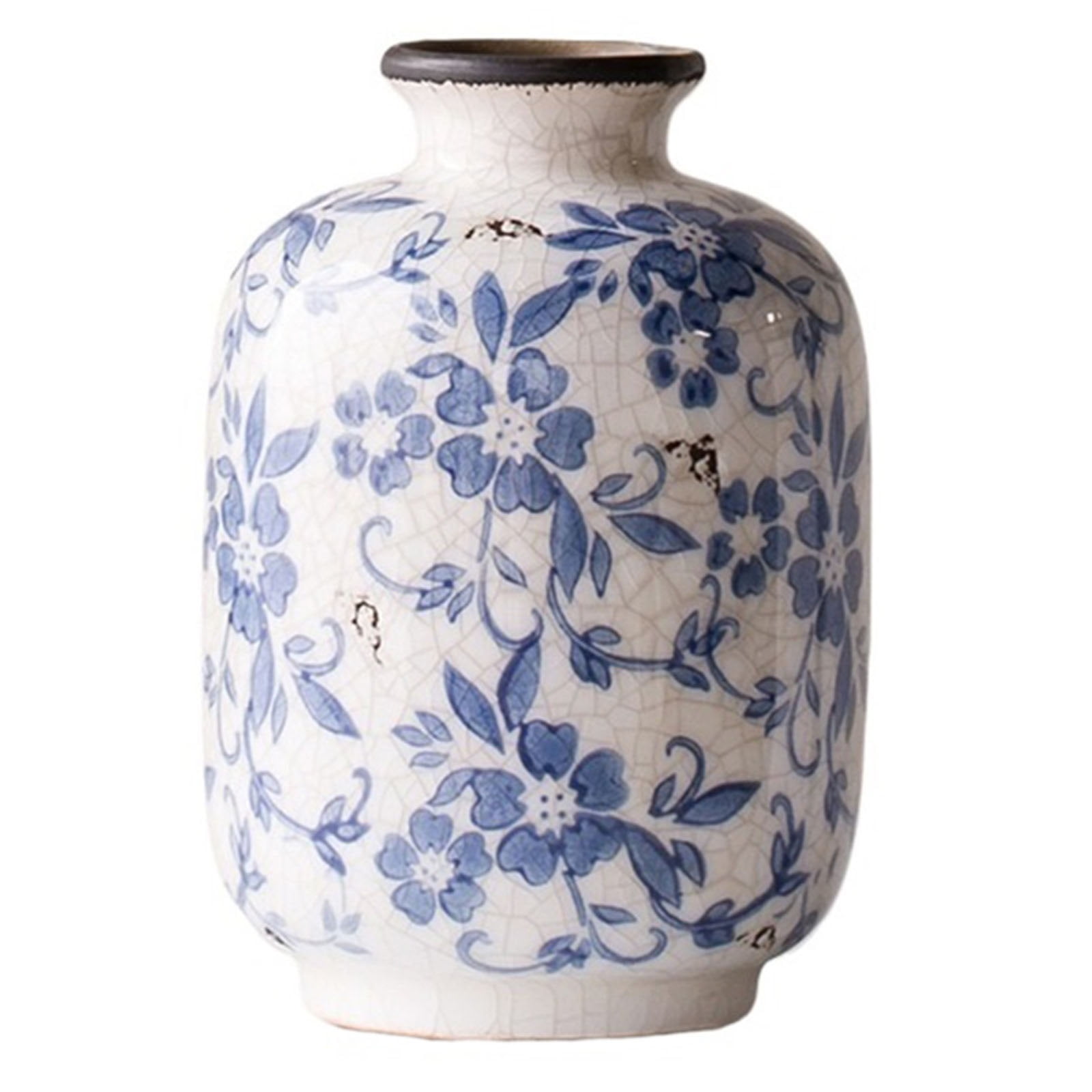 Blue and White Porcelain Vase Large Chinoiserie Floral Vintage Tall ...