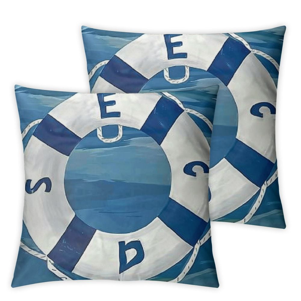 Blue and White Ship Life Preserver Pillow Case - Walmart.com