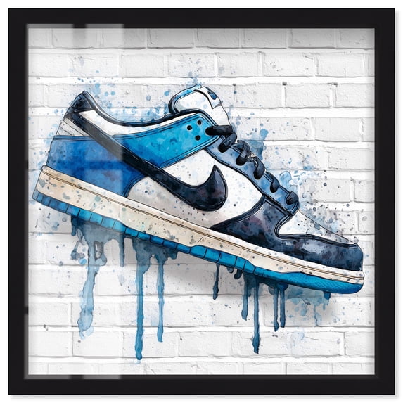 Blue and White Sneaker Drip Wall Shadowbox Print Sports Wall Art by Art ...