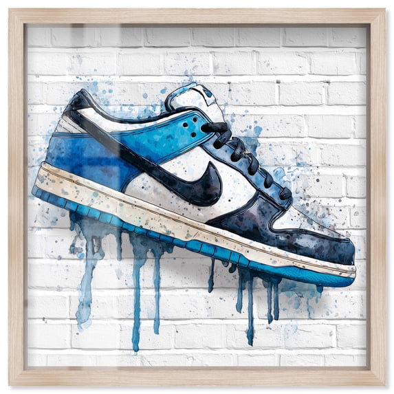 Blue and White Sneaker Drip Wall Shadowbox Print Sports Wall Art by Art ...