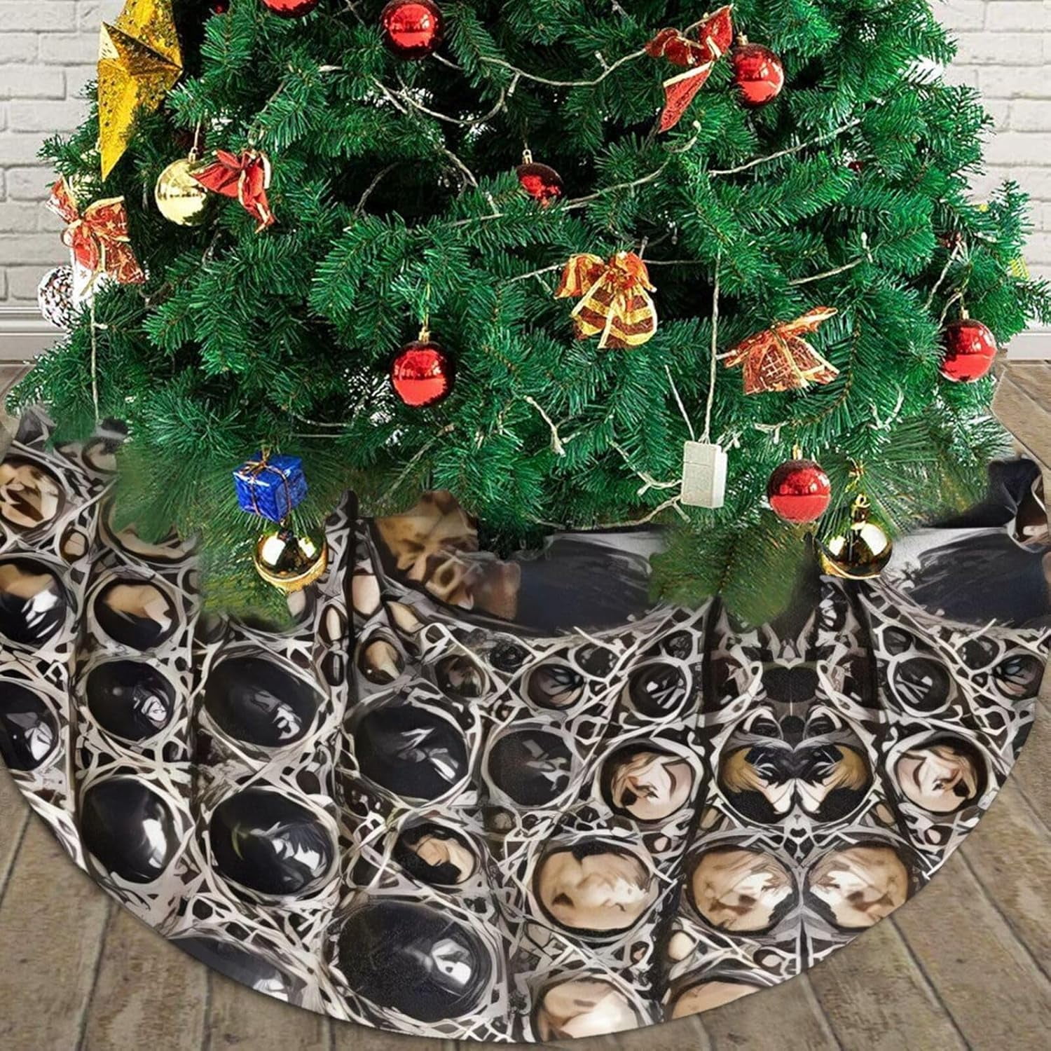 Blue and White Snowflake Christmas Tree Skirt 36" Round Winter Snow ...