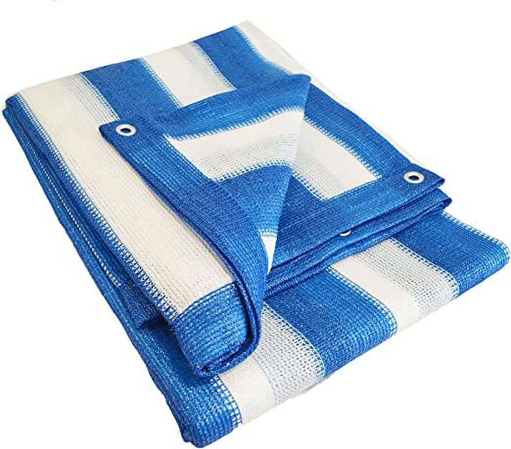 Blue and White Stripe Outdoor Shade Net Shade Panel Koi Pond Screen ...