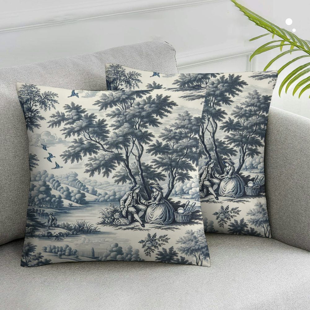 Blue and White Throw Pillow Covers French Country Toile Style Pillow ...