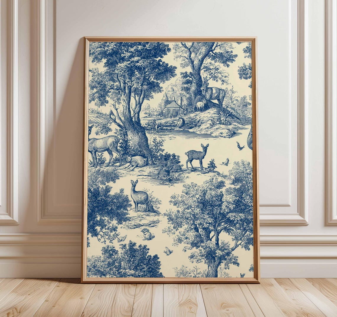 Blue and White Tile Landscape Exotic India Garden Poster Home Decor ...