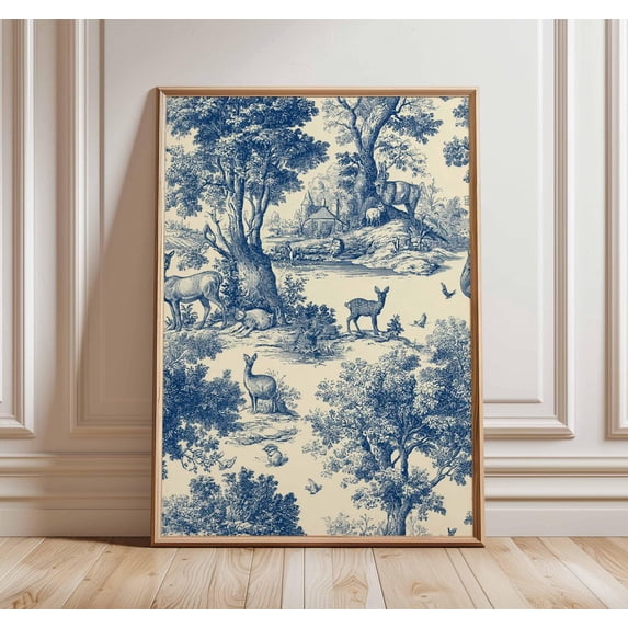 Blue and White Tile Landscape Exotic India Garden Poster Home Decor ...