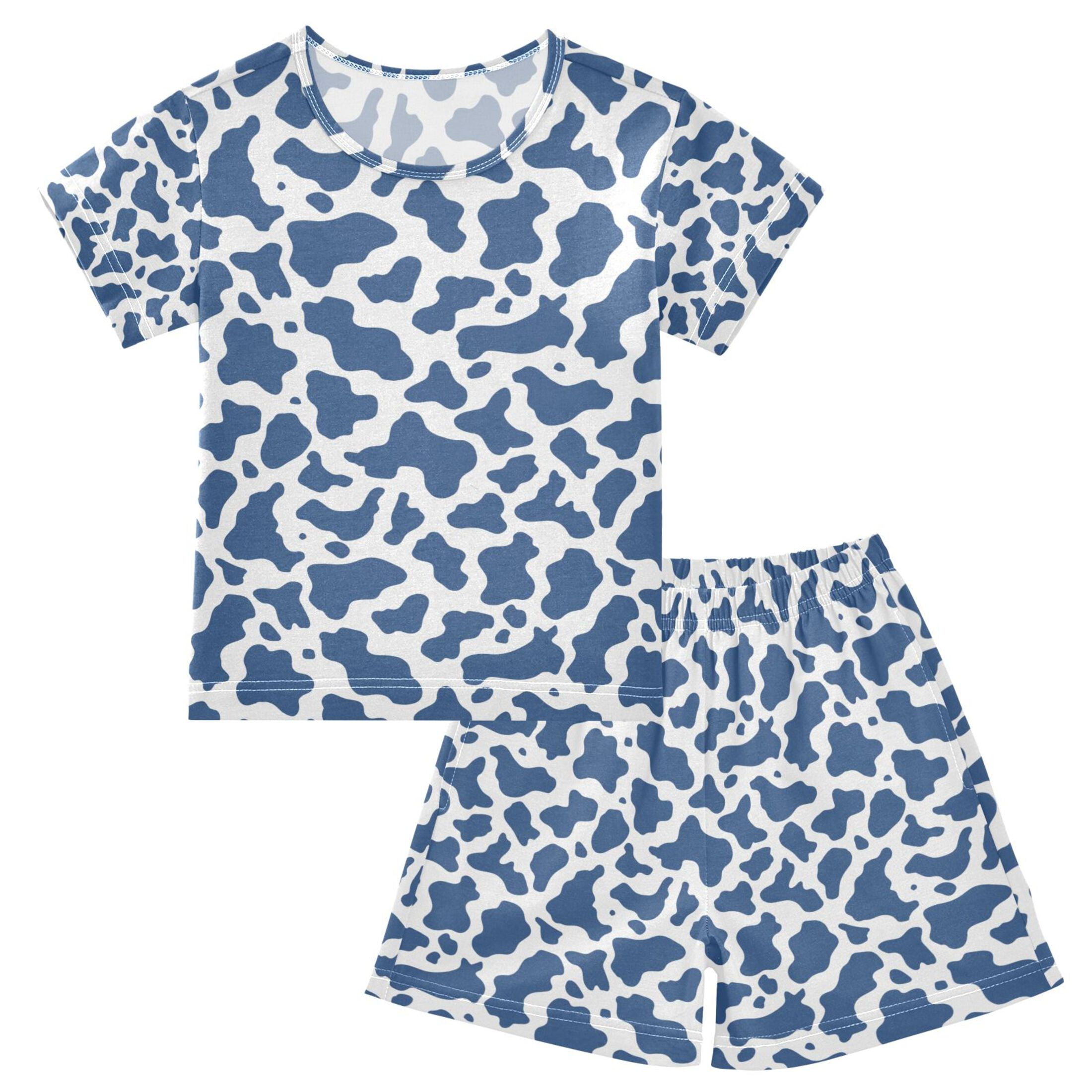 Blue and White Vector Pattern Summer Pajama Set Soft Cotton Short ...