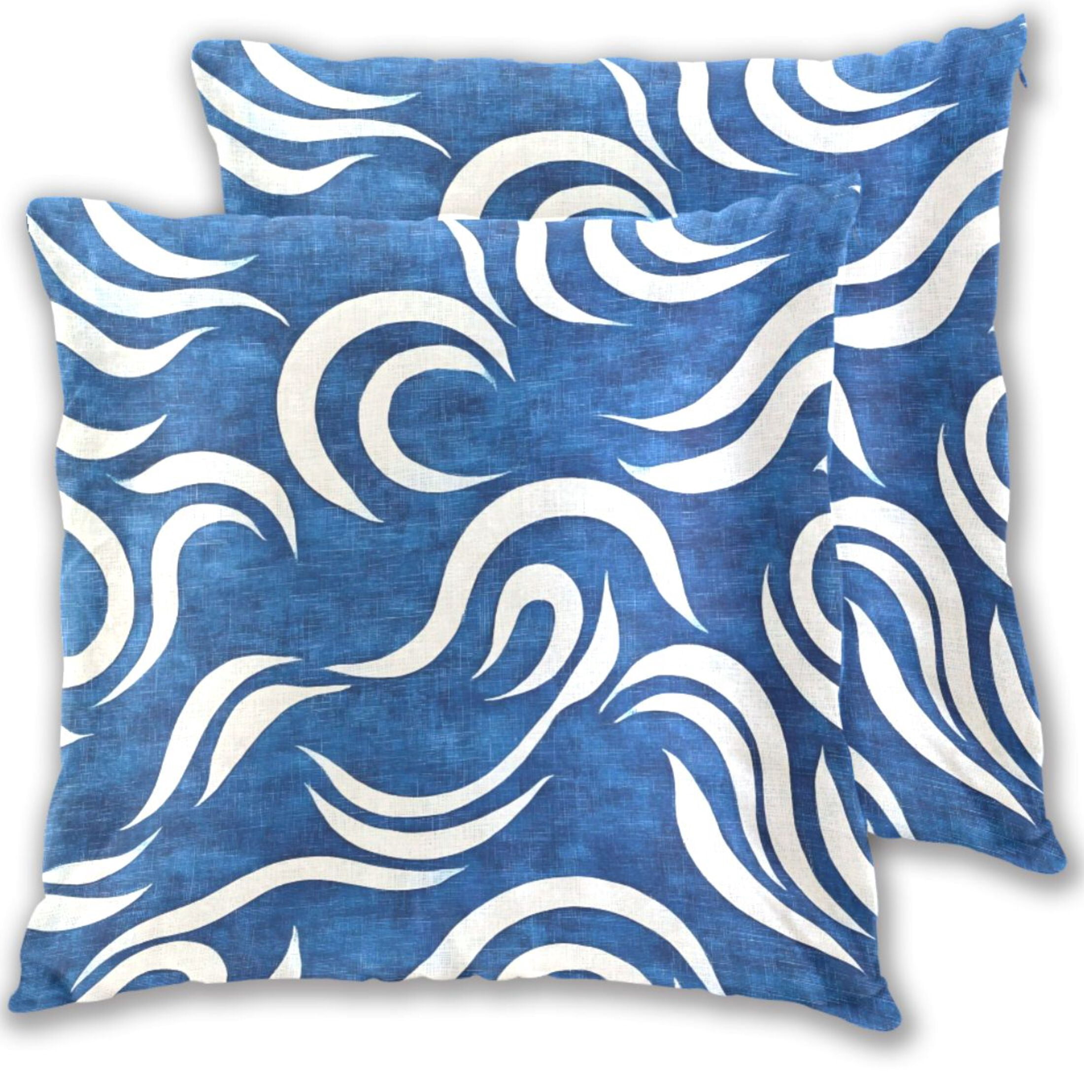 Blue and White Wave Throw Pillow Covers 16x16 Inch 2 Packs Decorative ...