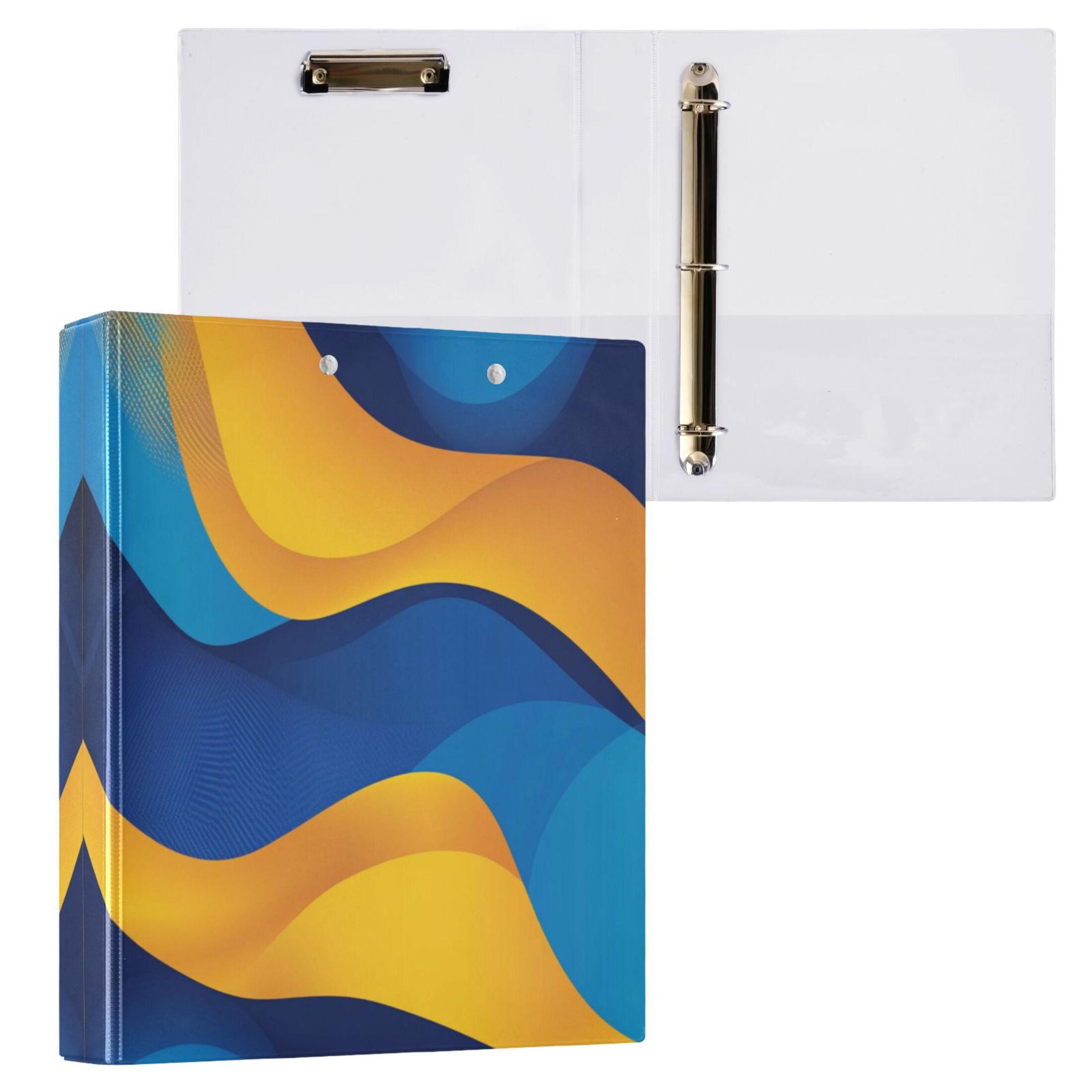 Blue and Yellow Background 3 Ring Hardcover Binders 1.5in Round Rings ...