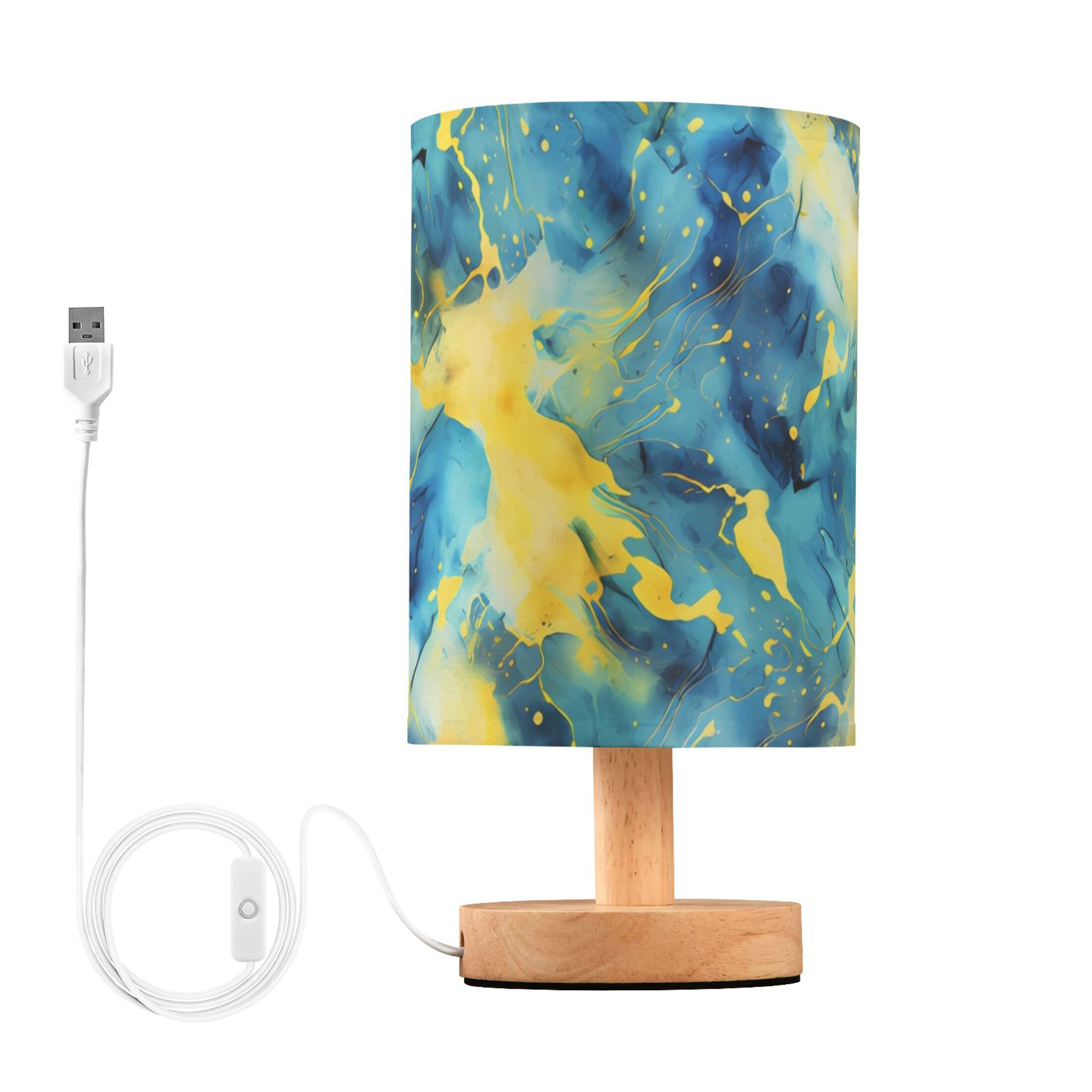 Blue and Yellow Bedside Table Lamp LED Warm Lights with USB Charging ...