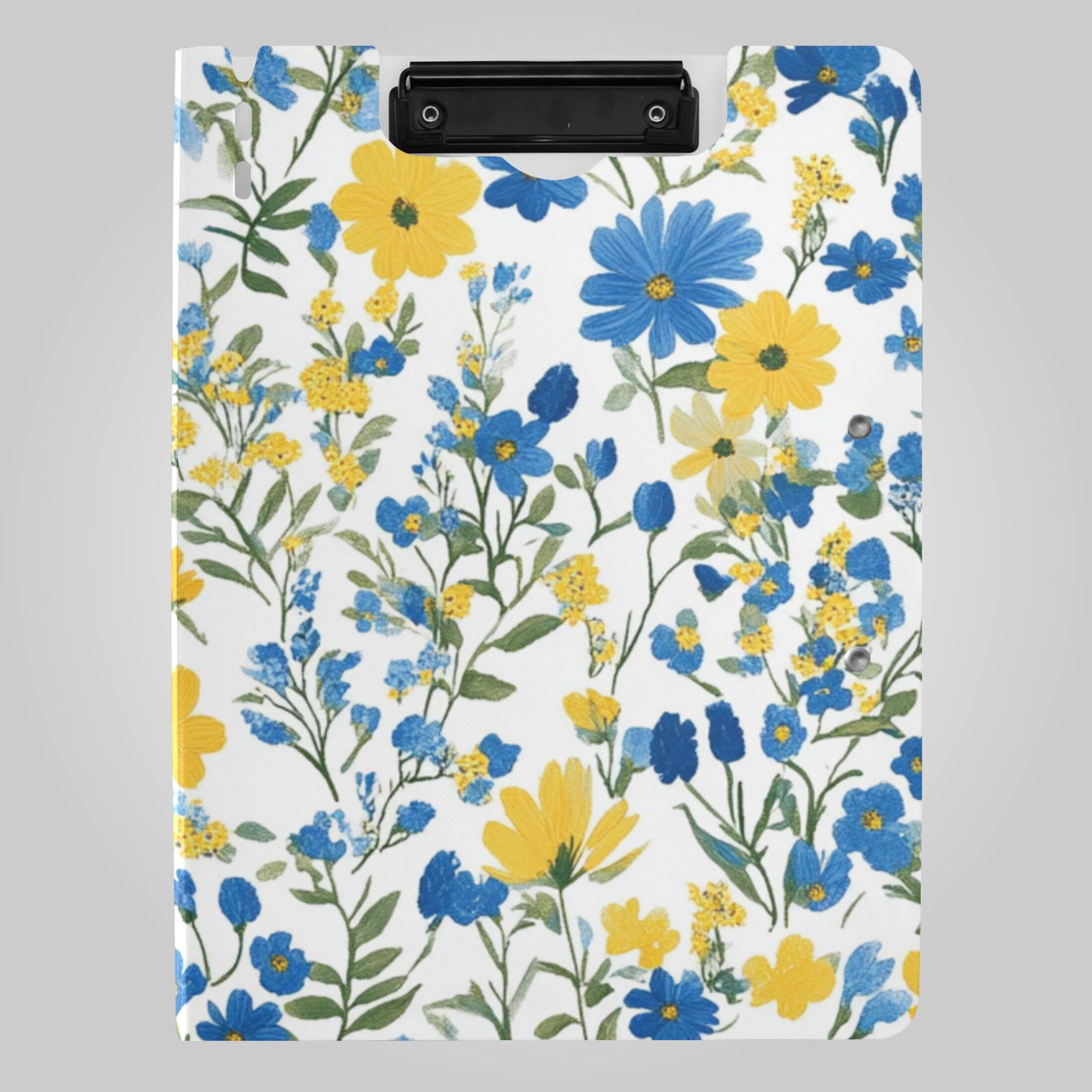 Blue and Yellow Florals Watercolor Foldable Binder Folder Clipboard ...