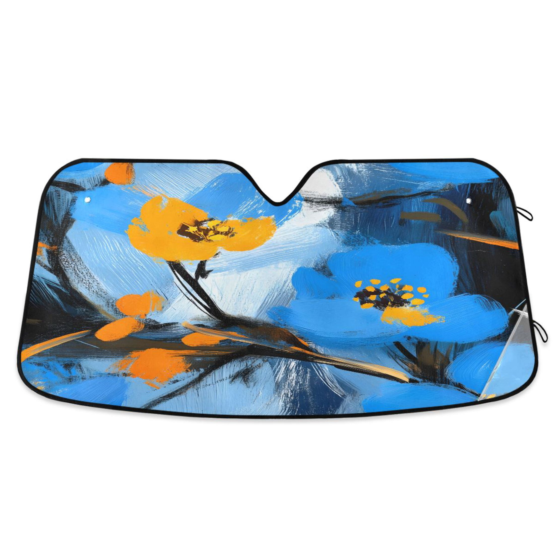 Blue and Yellow Flowers Car Sunshade 53x23.5in Windshield Sunscreen 4 ...