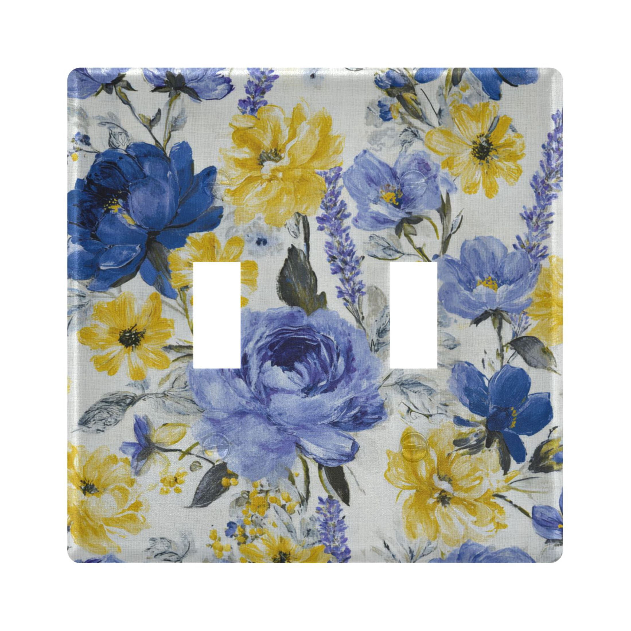 Blue and Yellow Flowers Elegant Texture Light Switch Cover Electrical ...