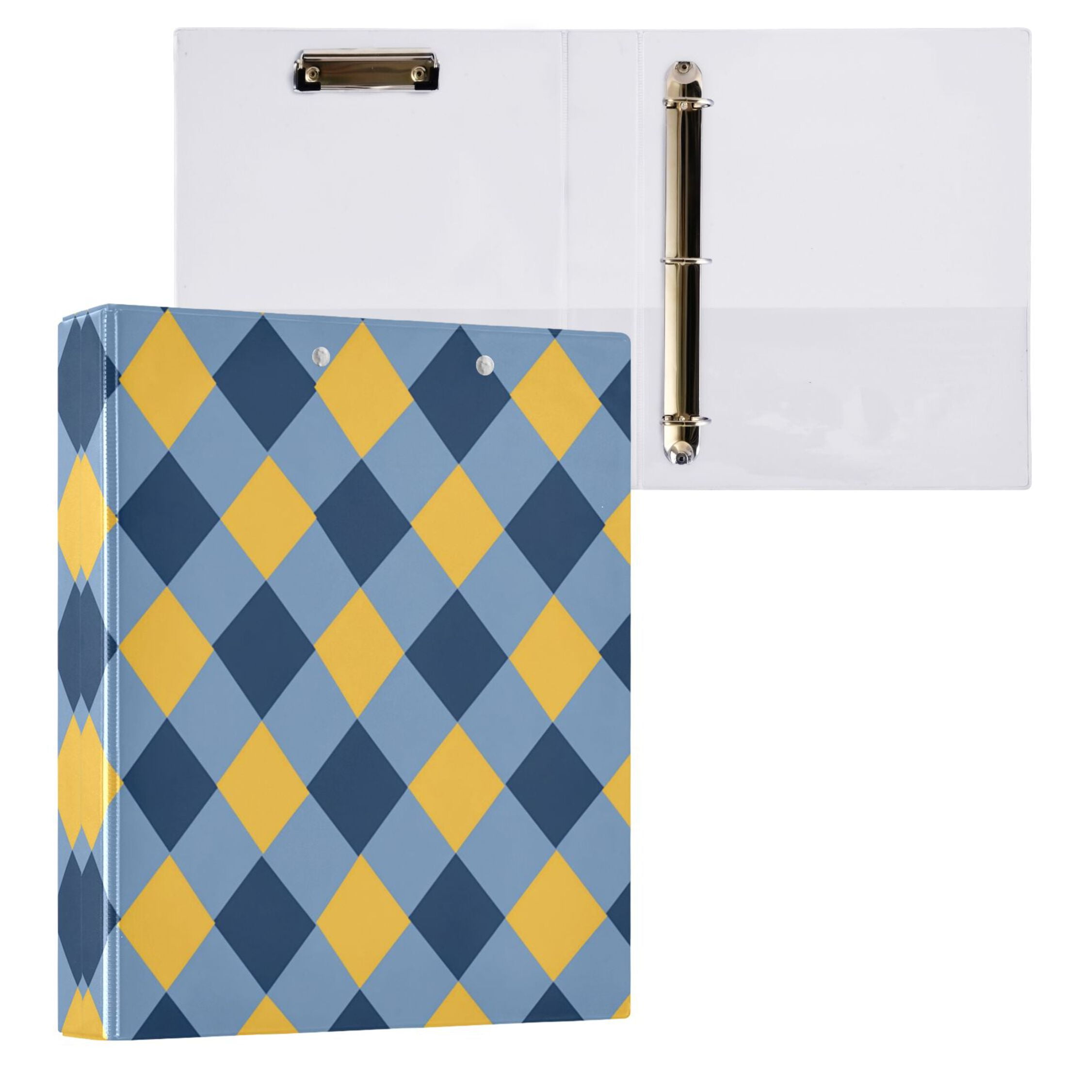 Blue and Yellow Lattice 3 Ring Hardcover Binders 1.5in Round Rings for ...