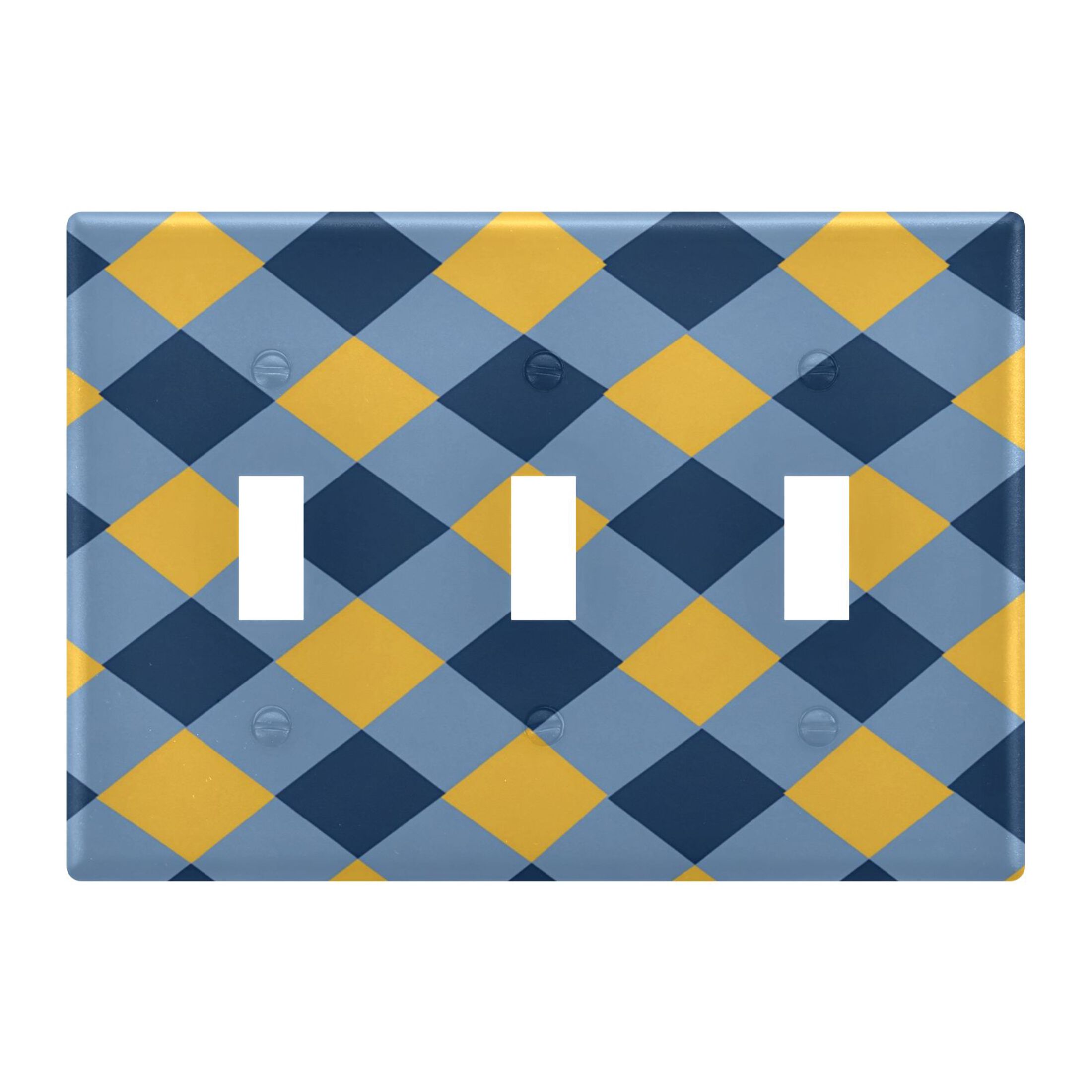 Blue and Yellow Lattice Decorative Light Switch Plates Switch Cover ...
