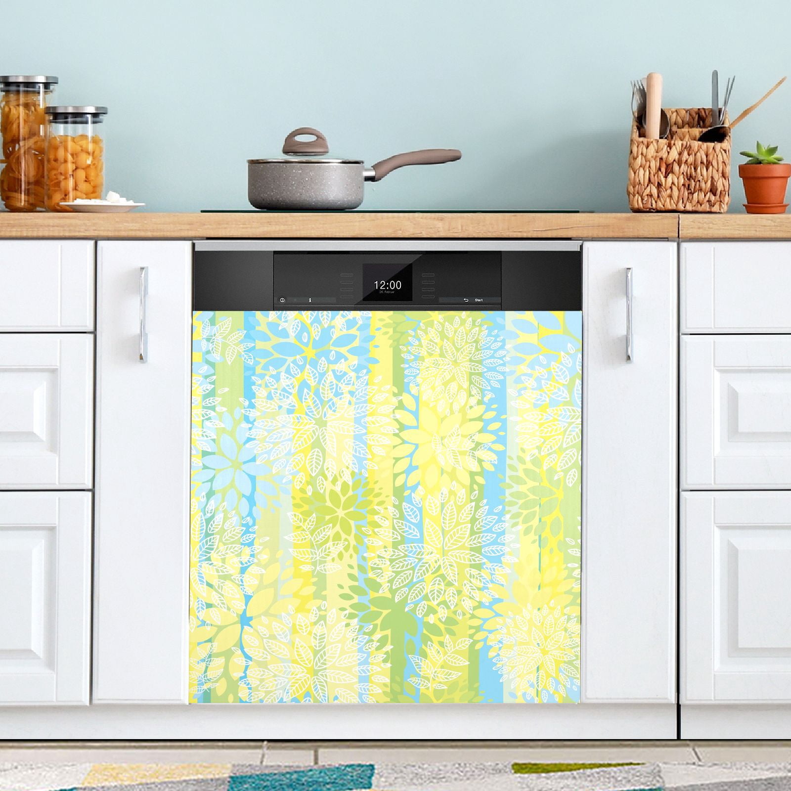 Blue and Yellow Stripes Dishwasher Magnet Cover Magnetic Dishwasher ...