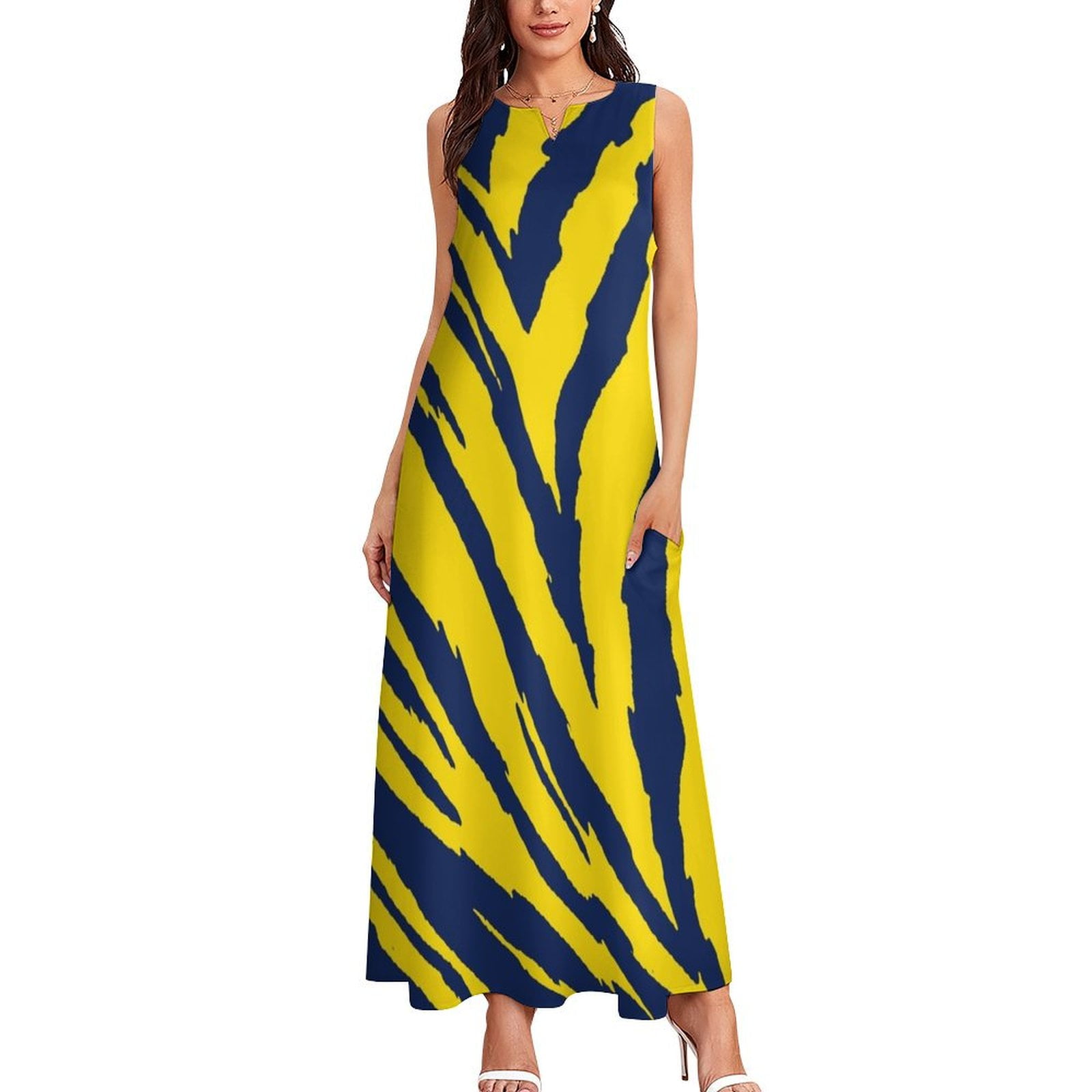 Blue and Yellow Tailgate Swag - Claw Marks Long Dress Woman fashion ...