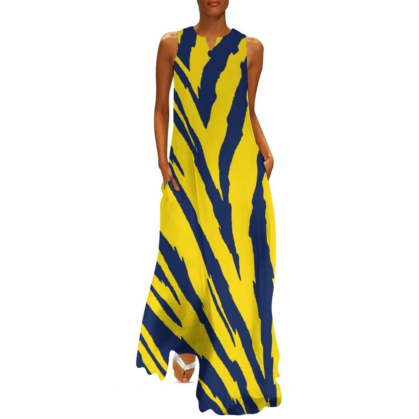 Blue and Yellow Tailgate Swag - Claw Marks Long Dress dress woman dress ...