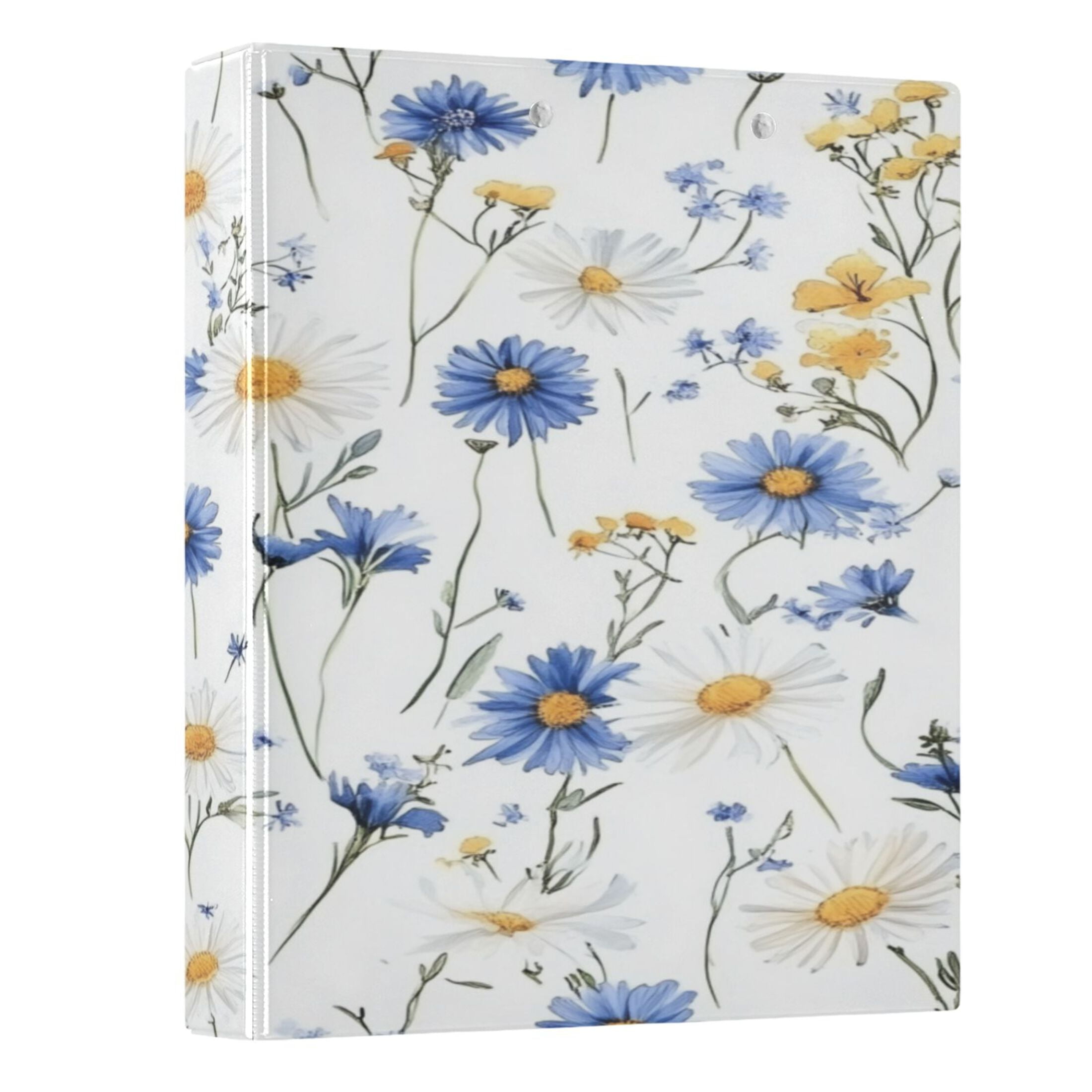 Blue and Yellow Wildflowers 3 Ring Hardcover Binders 1.5in Round Rings ...