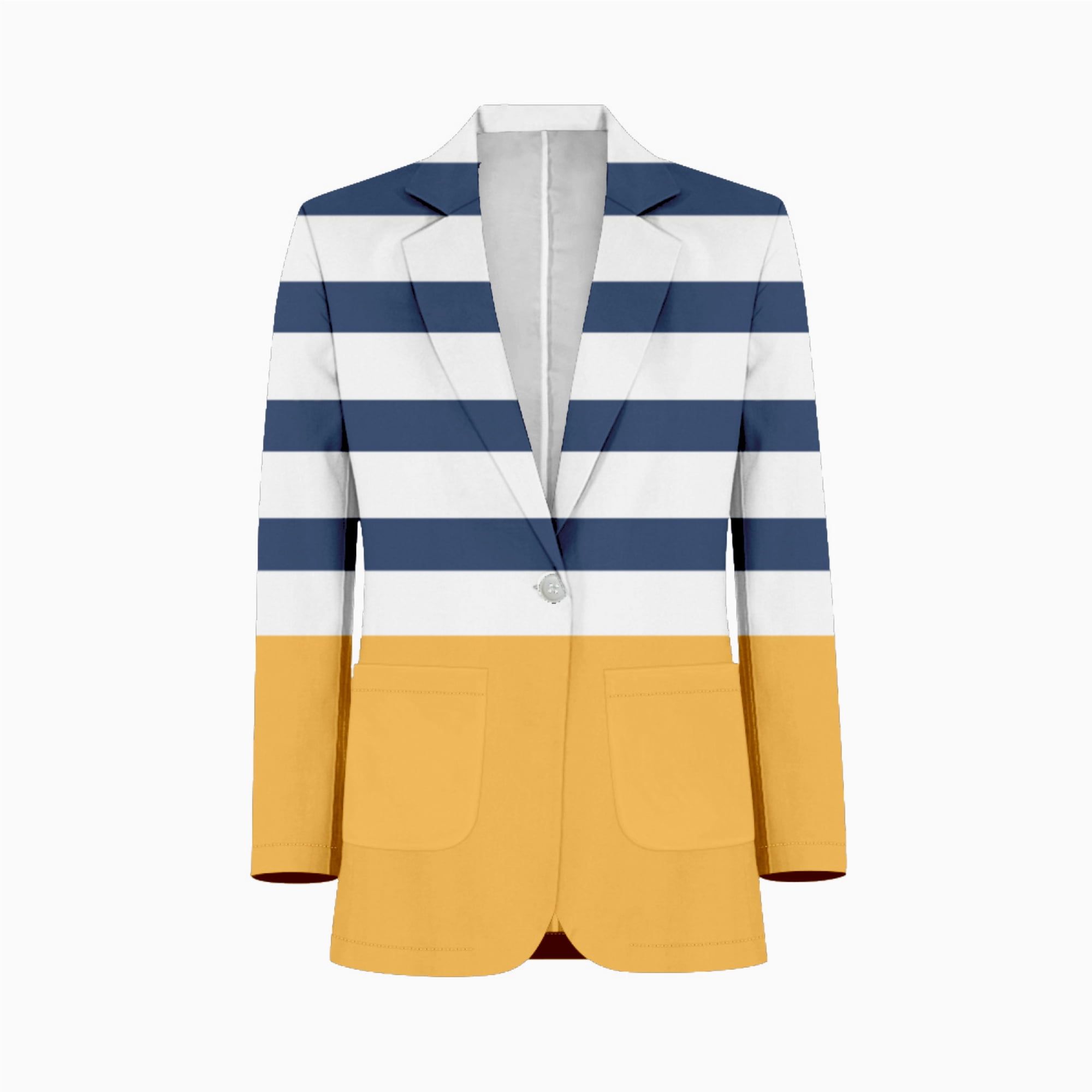 Blue and white stripes with yellow Mens Suits Shawl Collar Slim Fit ...