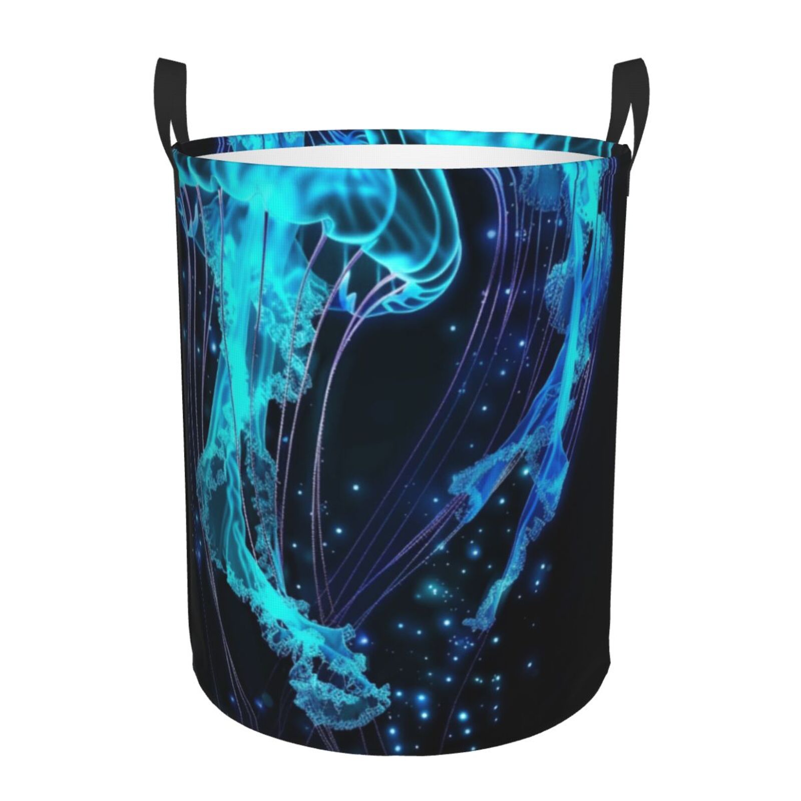 Blue bioluminescent jellyfish Circular Gift - Dirty Clothes Storage ...