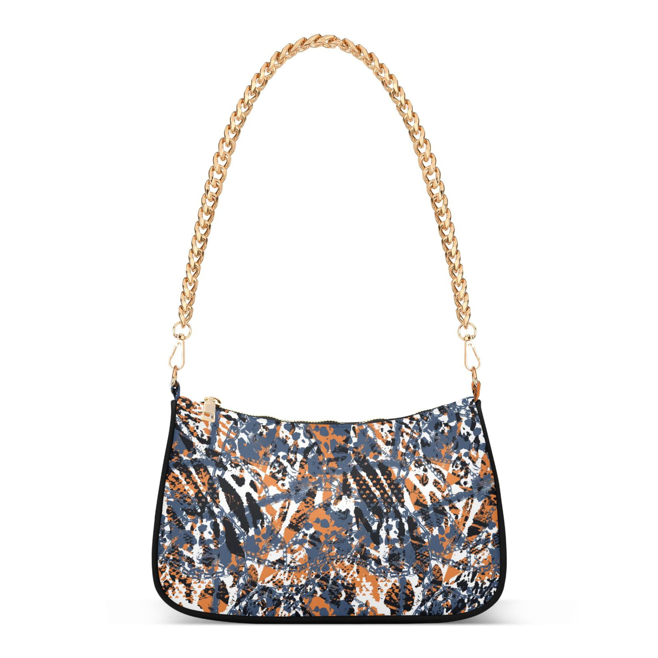 Blue-brown Leopard Print Womens Chain Shoulder Bag Tote Handbag Clutch ...