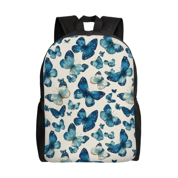 Blue butterflies pattern Backpack with 15 Inch Laptop Compartment,Water ...
