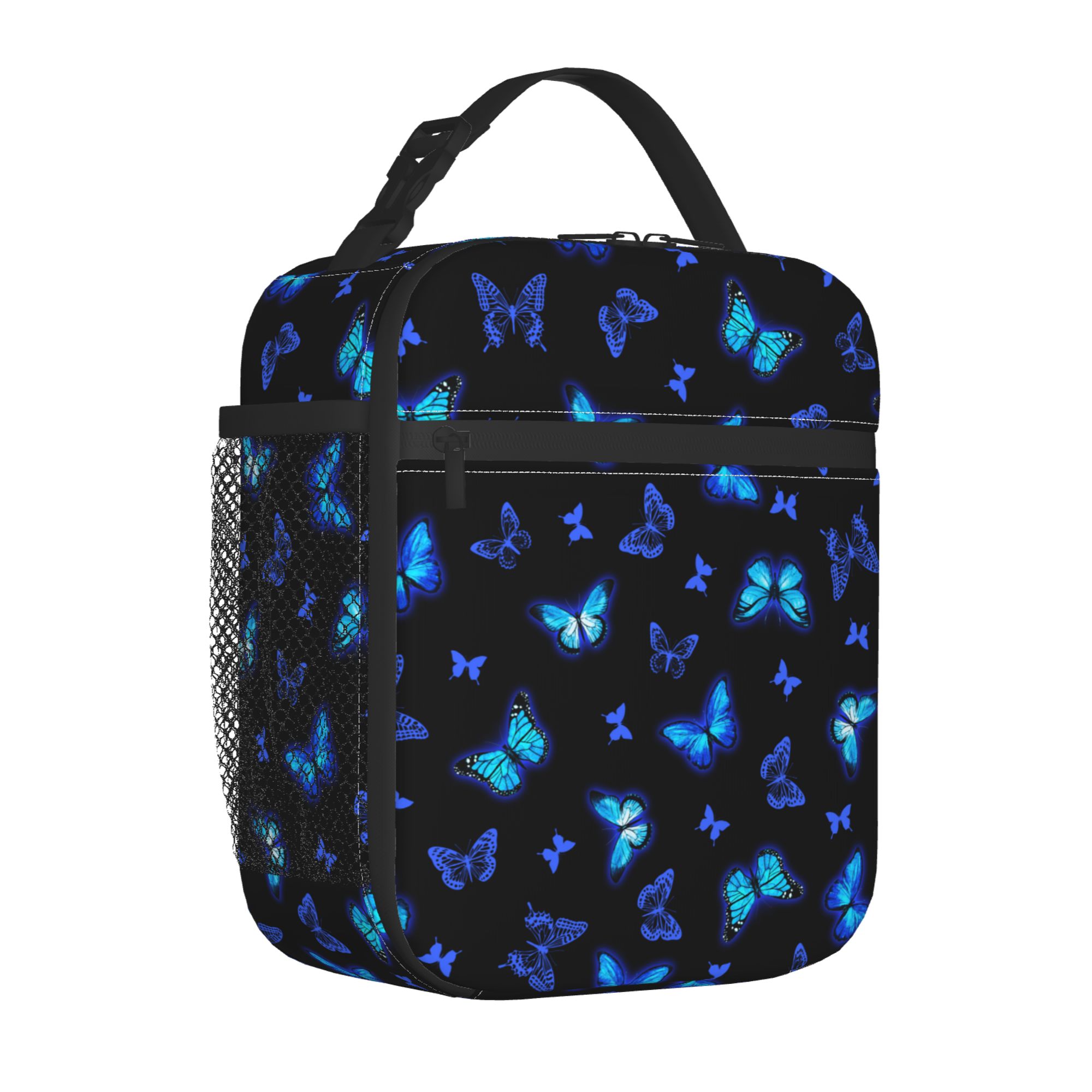 Blue butterflies shinning Insulated Lunch Box Lunch Bag for Women Men ...