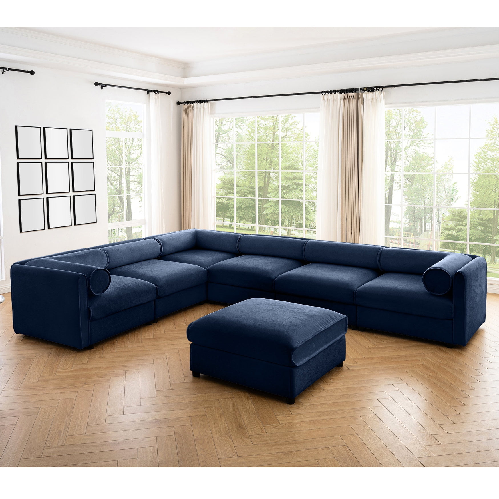 Blue chenille - Smart storage compartments - Movie night - Customizable ...