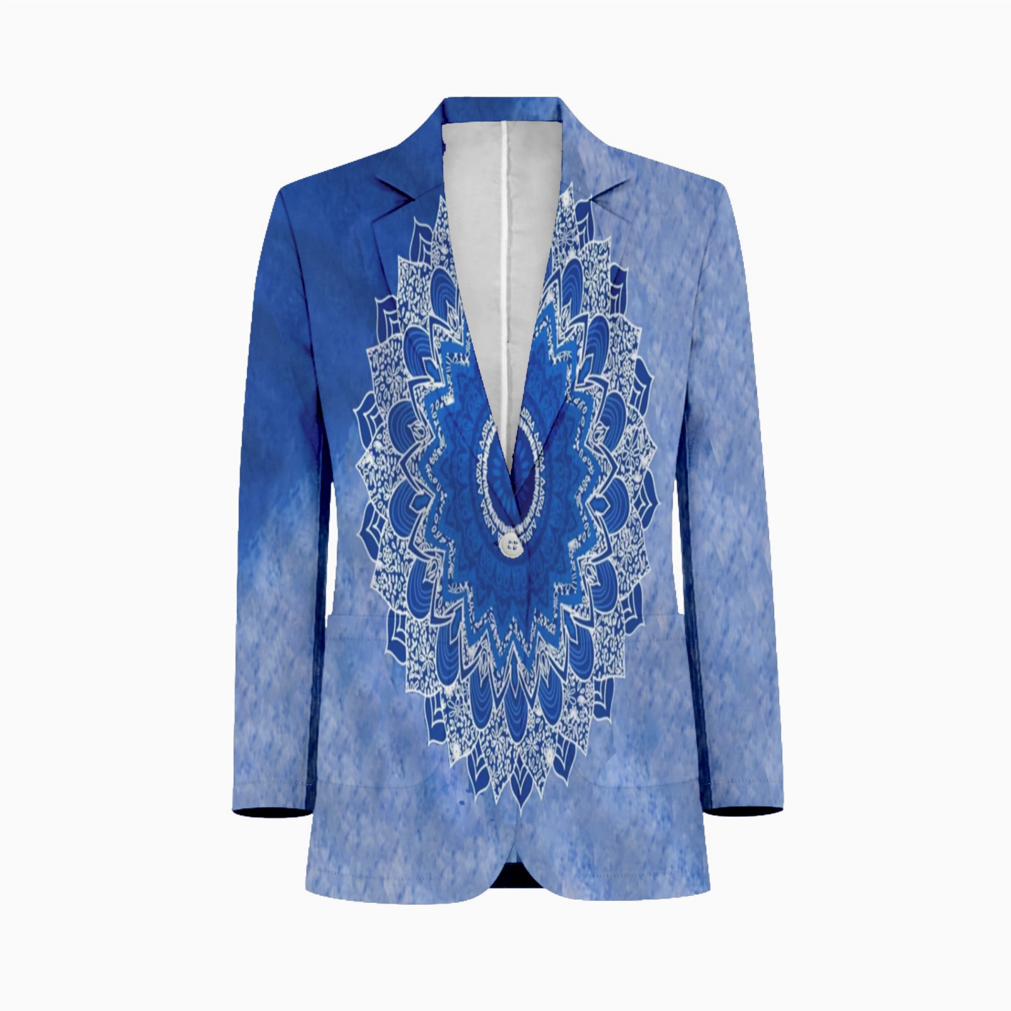 Blue circle floral mandala texture Customized Men's Suits full man ...