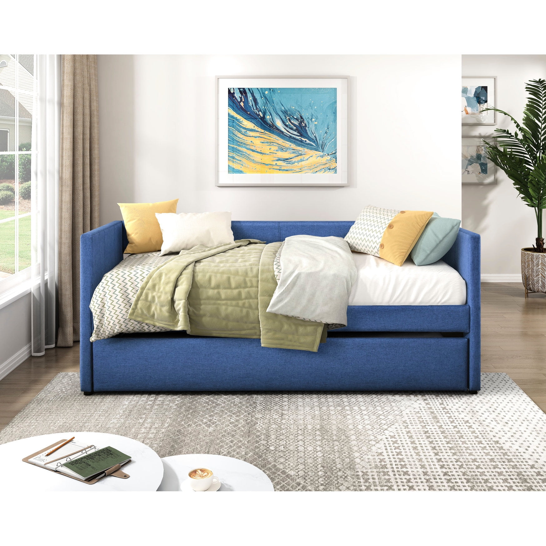 Blue daybed with storage trundle / Night sleep in bedroom / Engineered ...