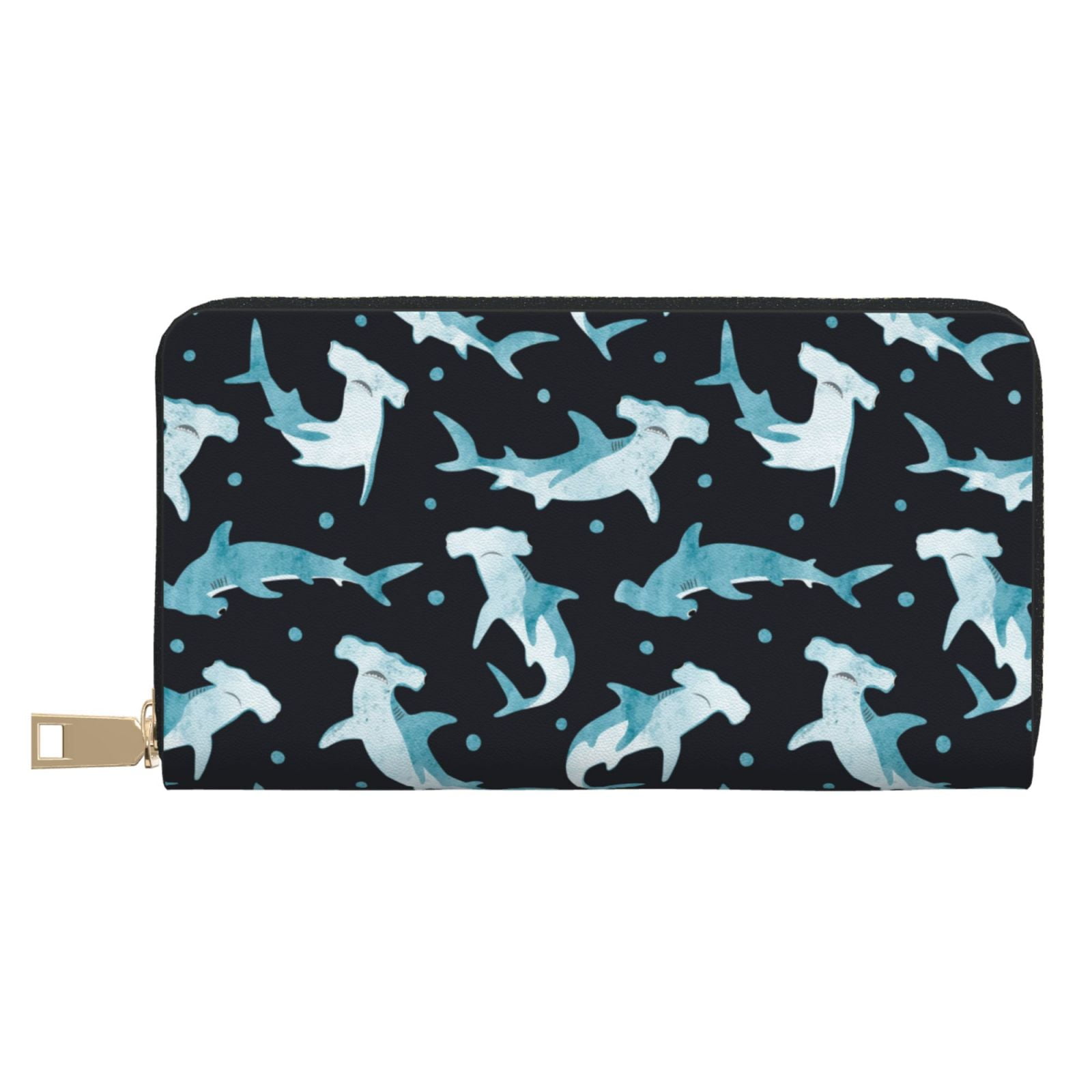 Blue dot hammerhead shark Wallet Women, Leather Bifold Multi Card ...