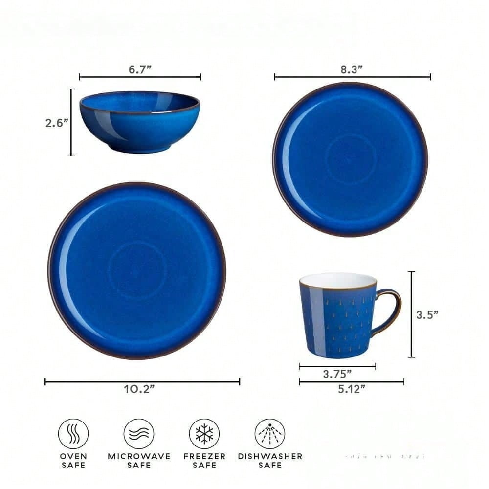 Blue double-door style dinner plate, flat-bottomed steak pasta pizza ...