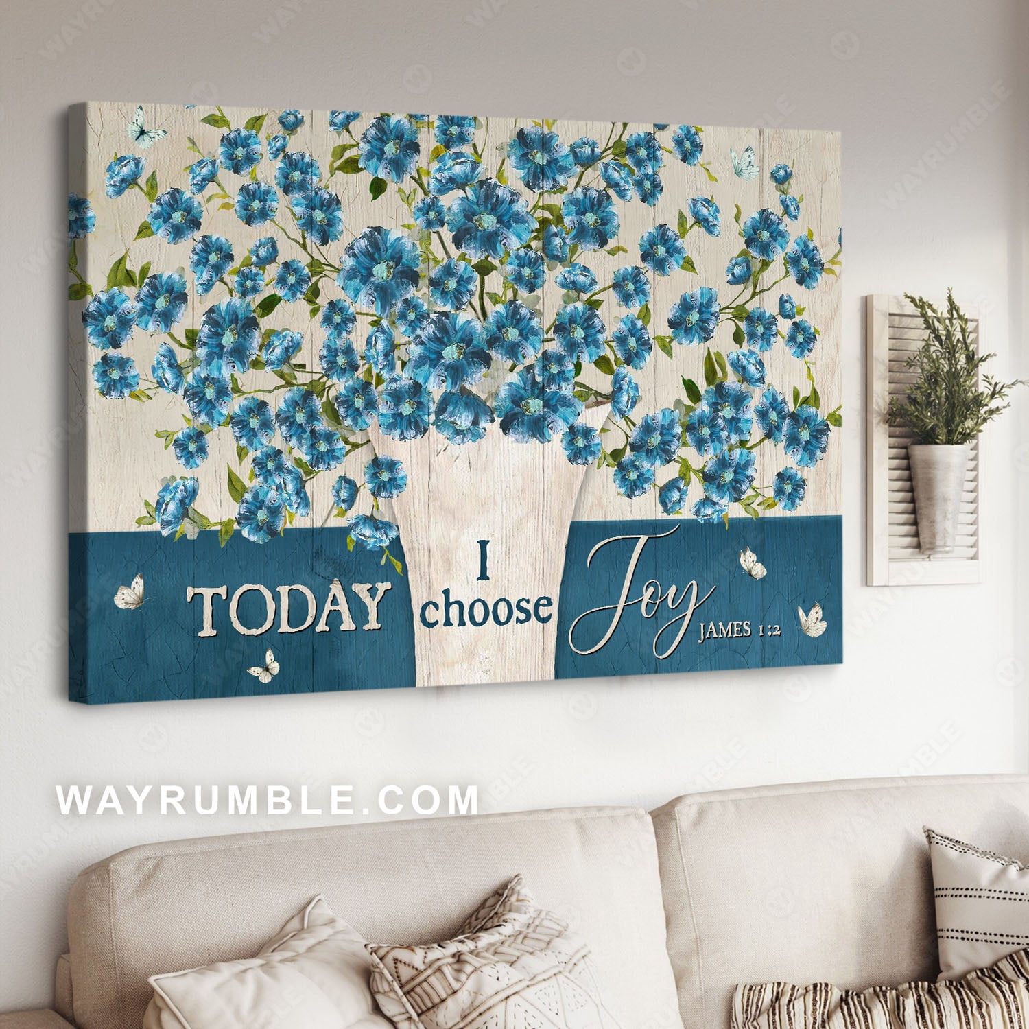 Blue flax, Flower painting, White butterfly, Today I choose joy - Jesus ...