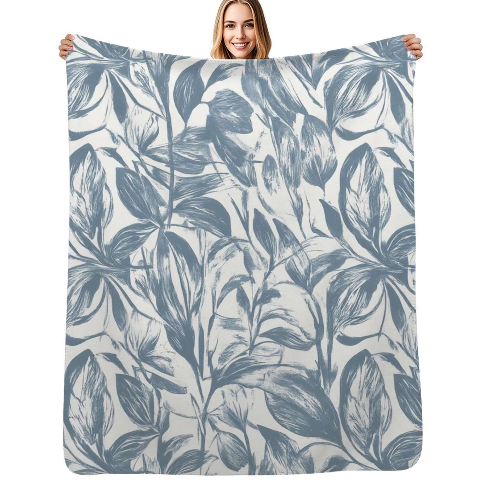 Blue floral seamless pattern Flannel Blanket Warm Soft Bedding Throws ...