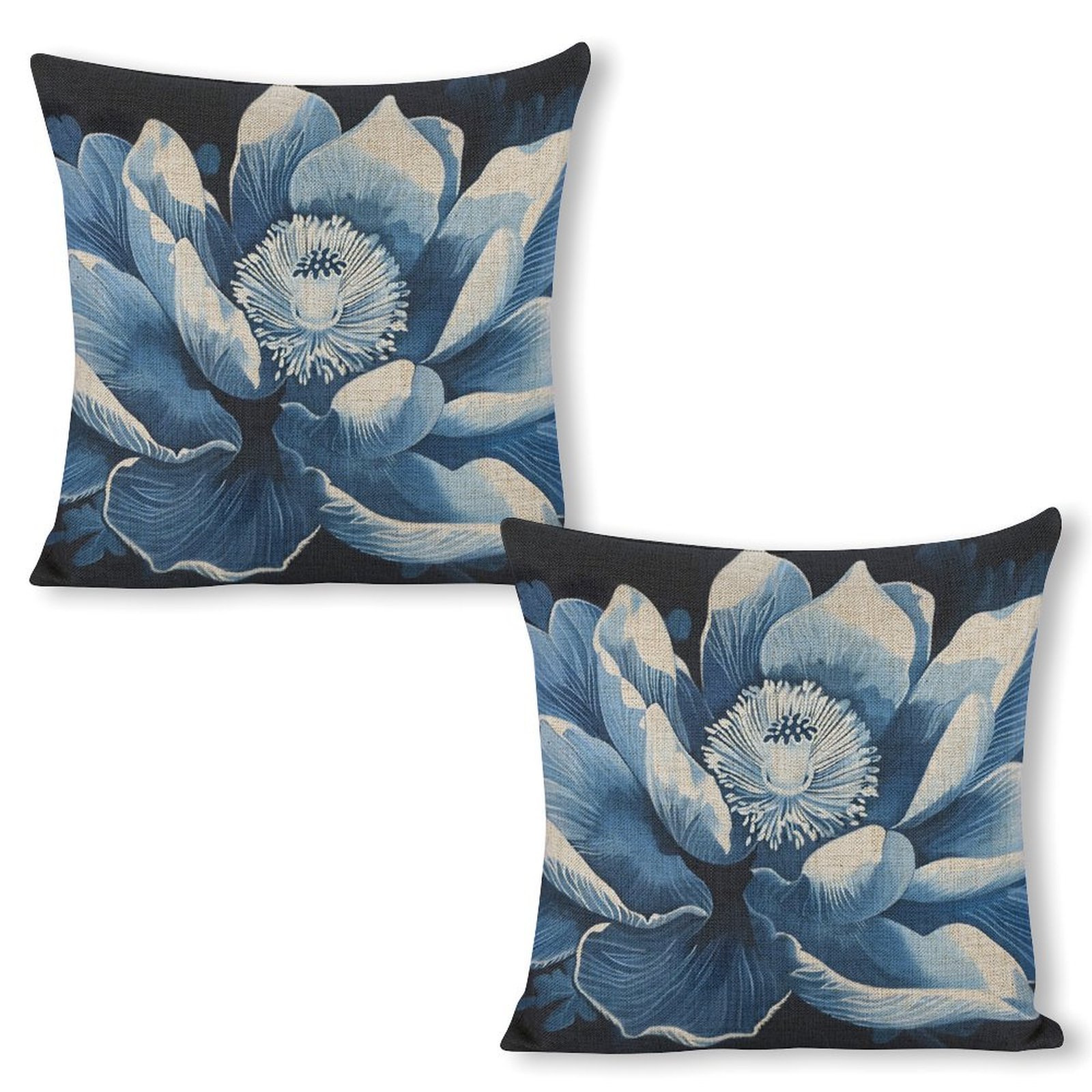 Blue flowers Linen toss pillowcase decoration pillowcase gifting ...