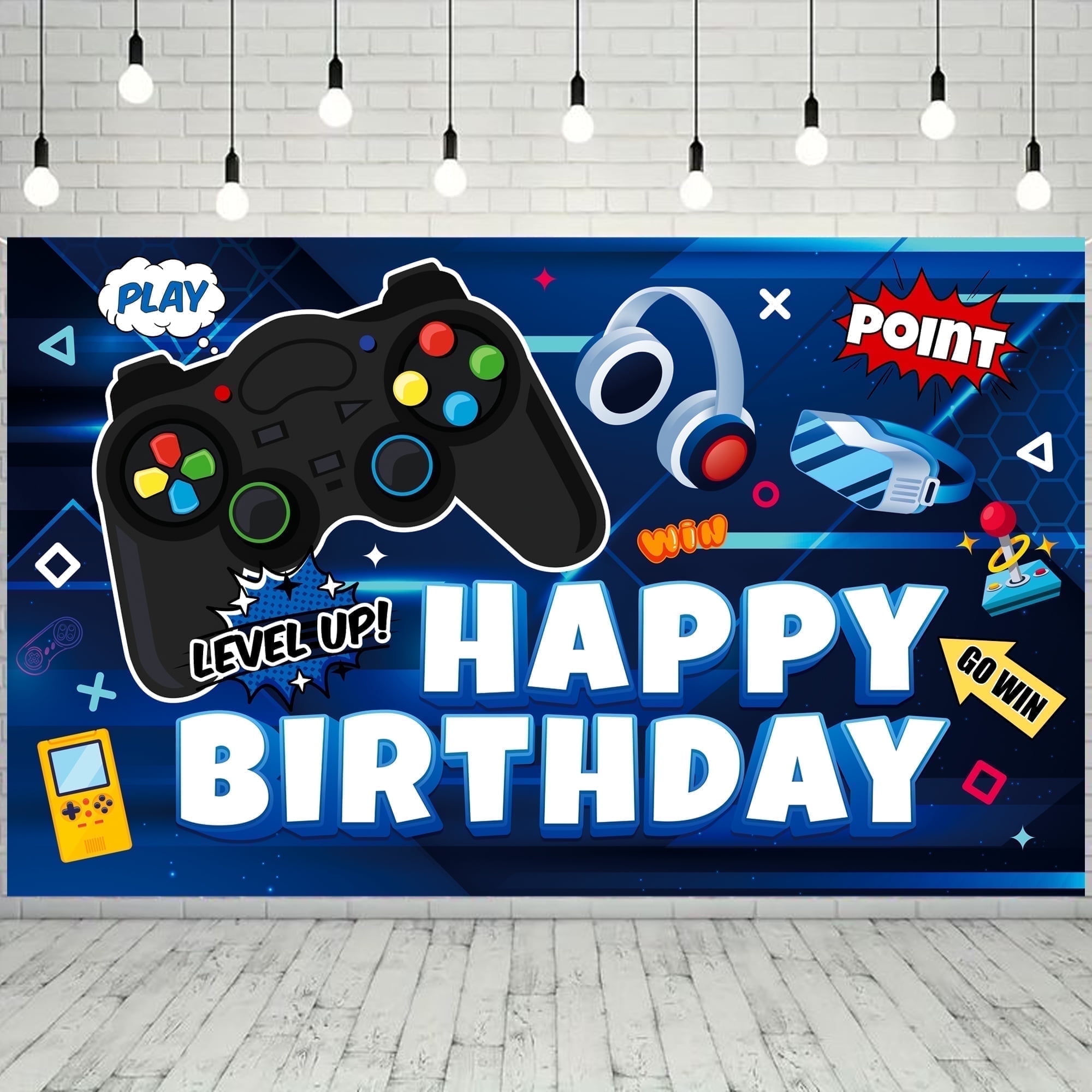 Video Game Birthday Decorations, 71'' x 43'' Gamer Backdrop Video Game ...