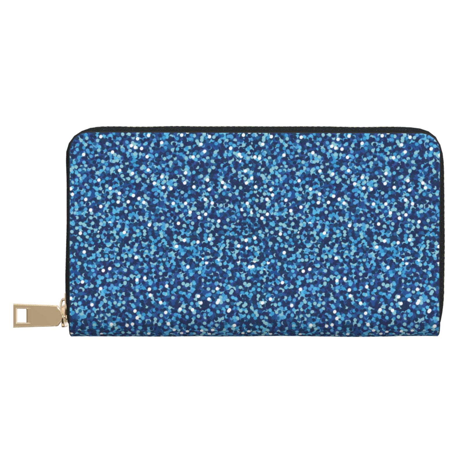 Blue glitter print Wallet Women, Leather Bifold Multi Card Wallet ...