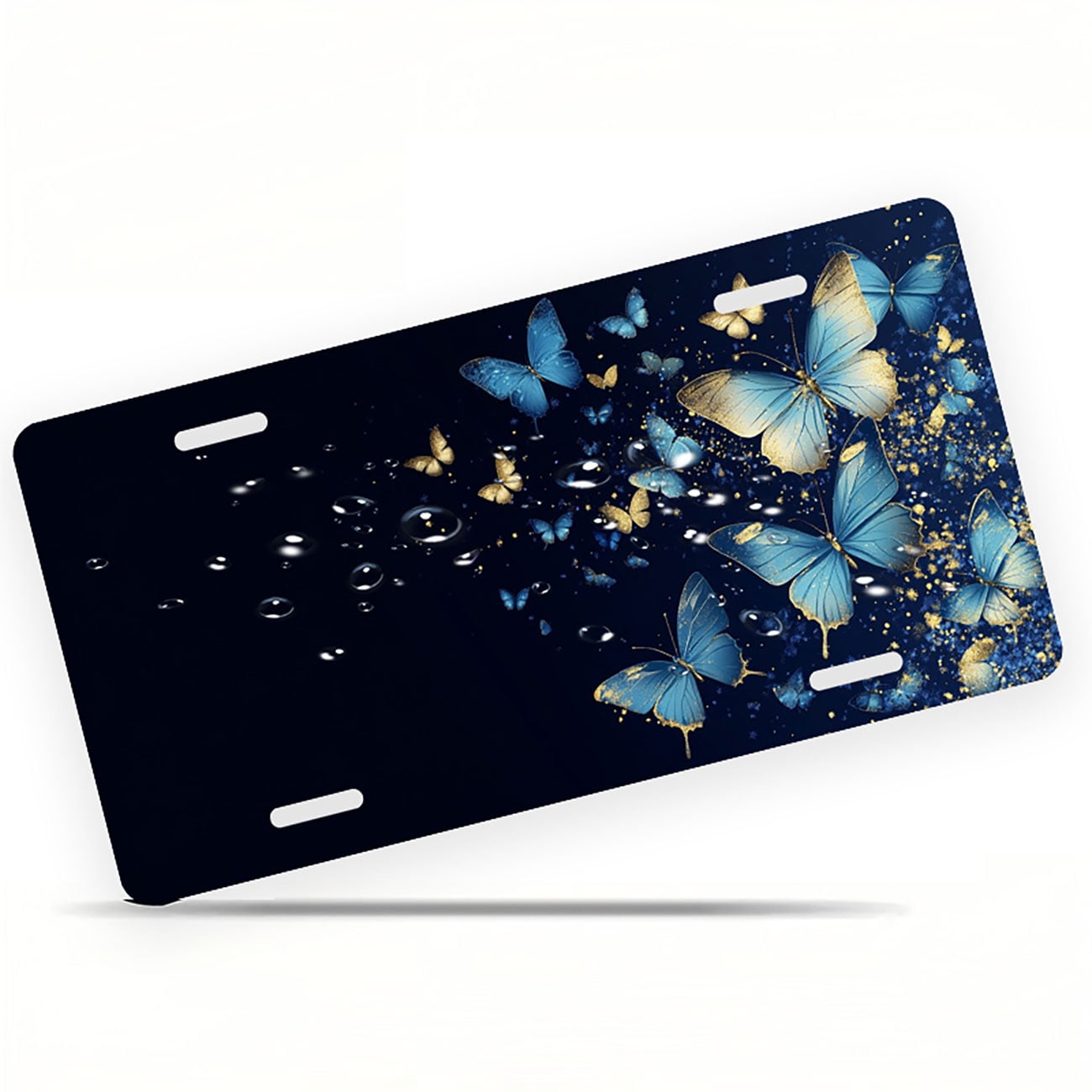 Blue gold Butterfly Swarm Funny Personalized License Plate Rust-proof ...