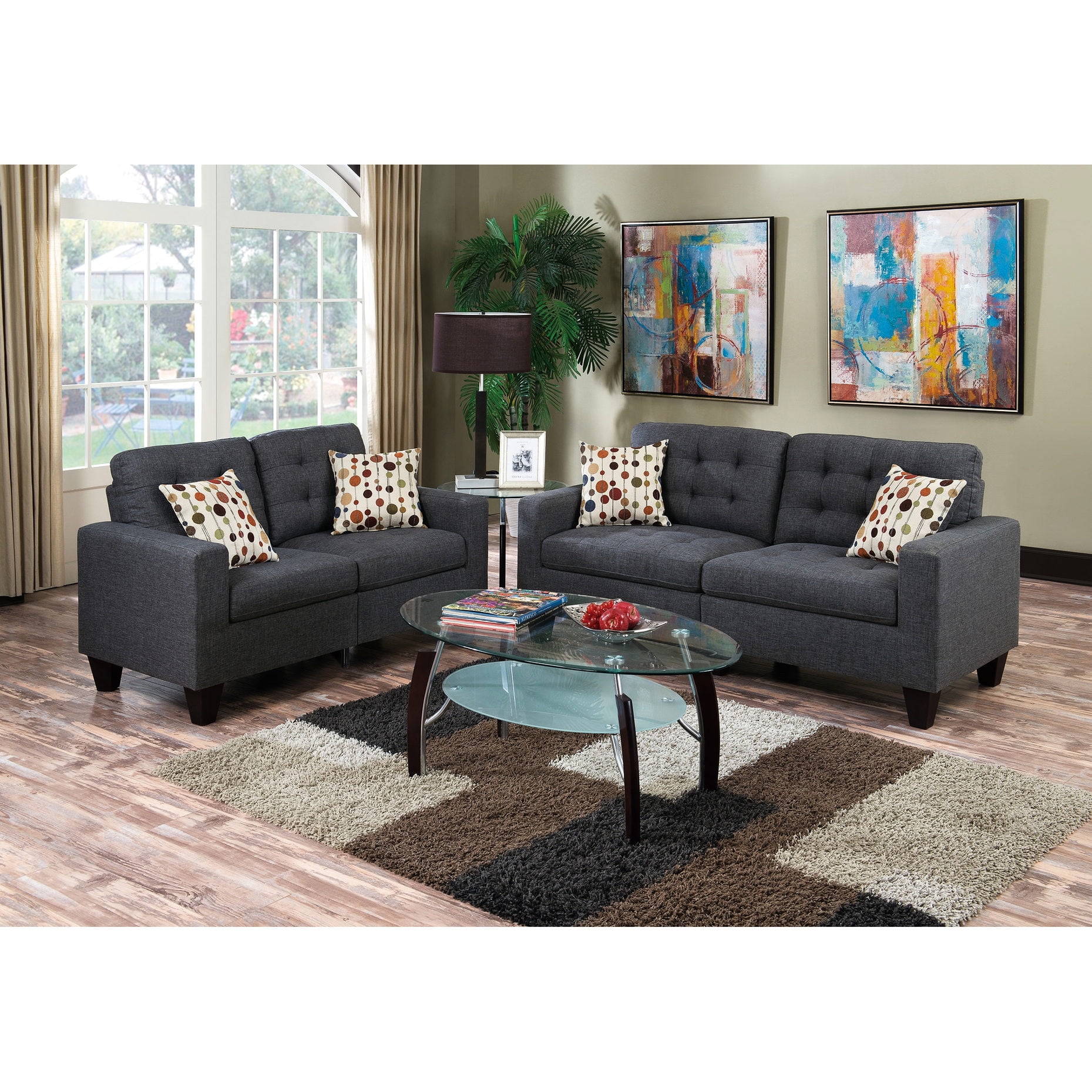 Blue grey color and square arms - Modern sofa set for primary living ...