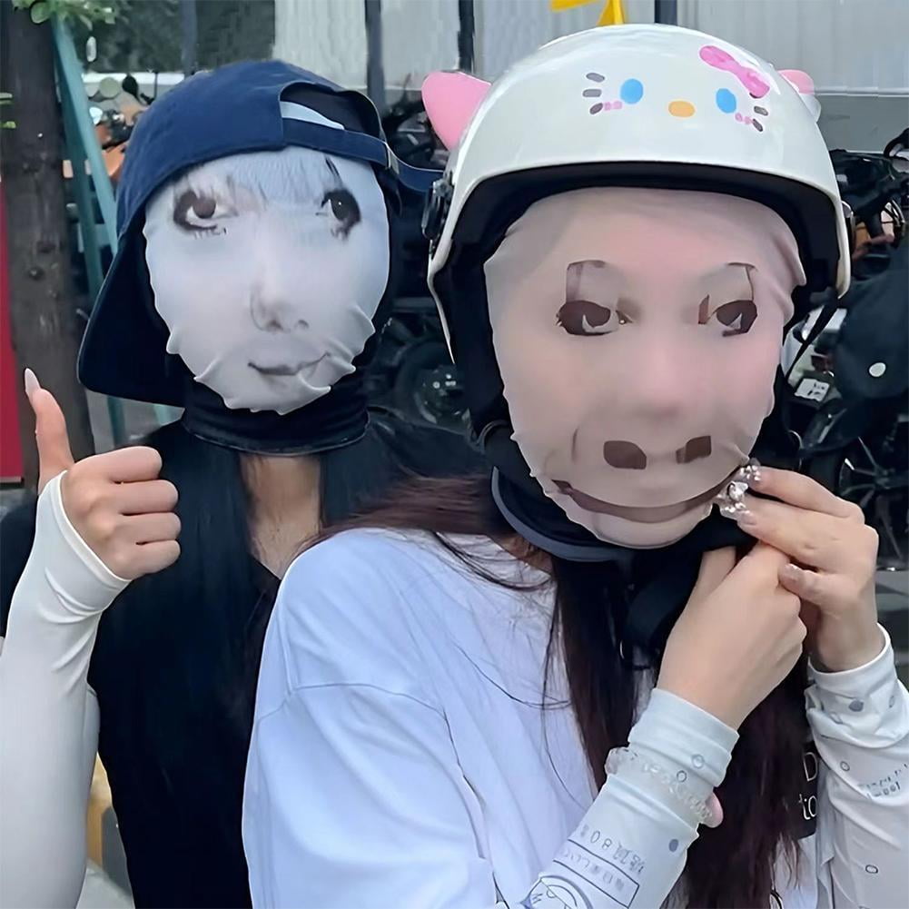 Blue hair 23.40cm funny 3D mesh funny head cover human face printing ...