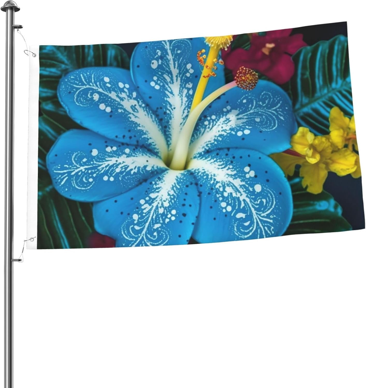Blue hawaiian flower Garden Flags Holiday Banner with Brass Grommets ...